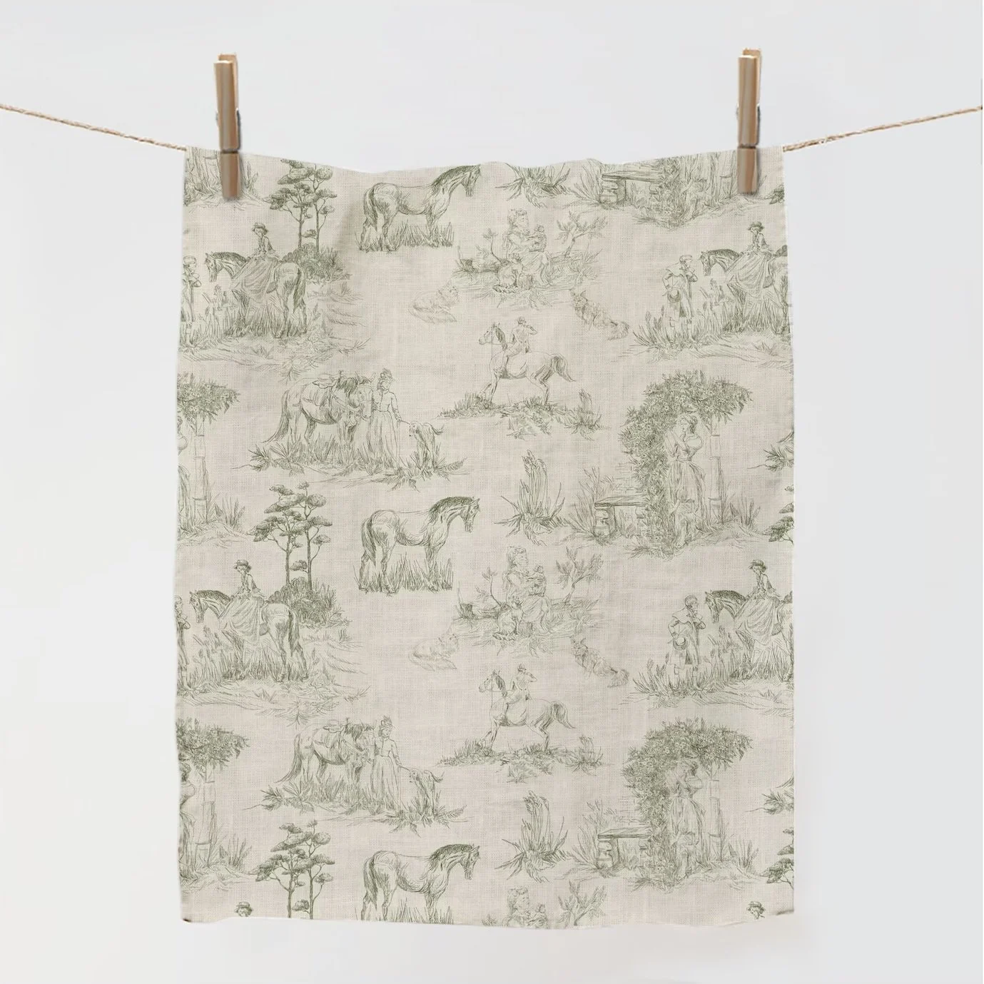 Toile Linen Tea Towels | French Country Toile de Jouy Dish Towels
