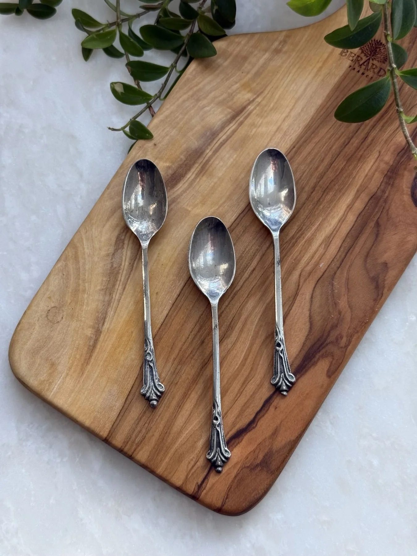 French Silver Plated Demitasse Moka Spoons with Scrolled Repousse ...