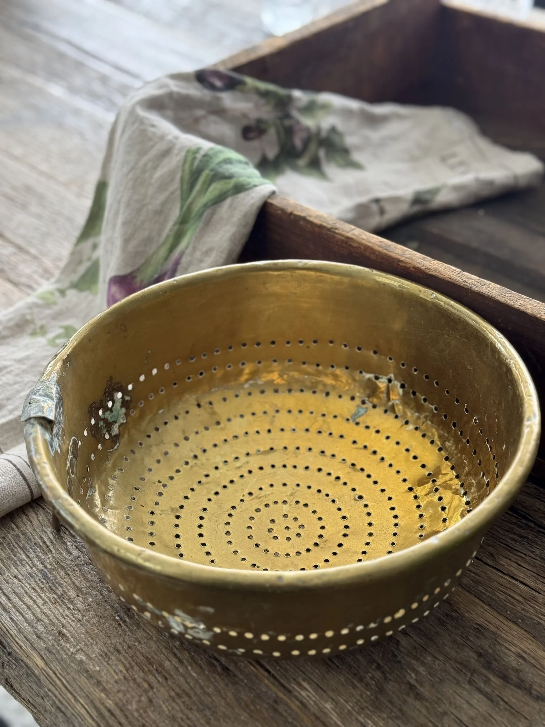 Antique French Copper Strainer Colander