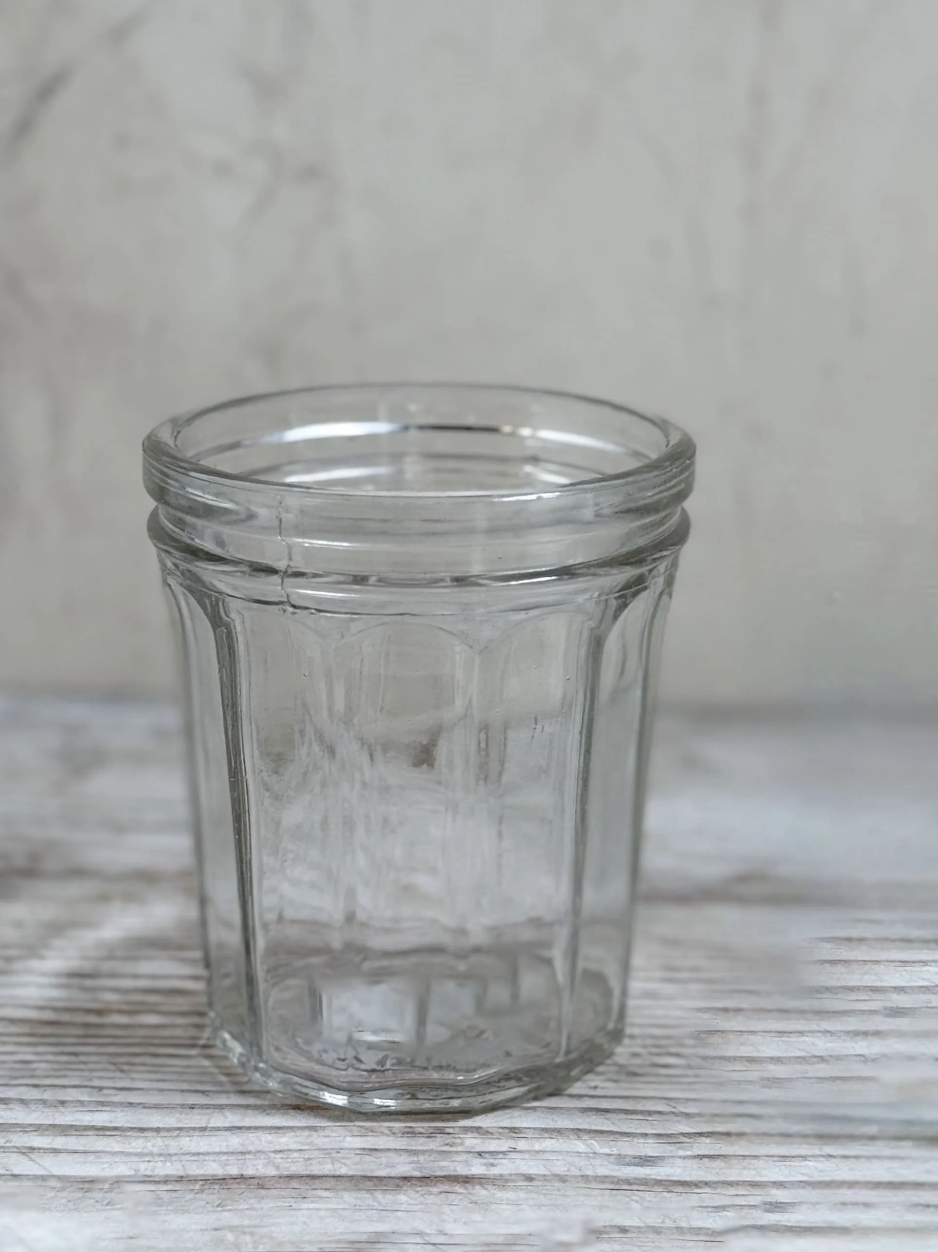 French Vintage Ribbed Glass Jam Jar, Confiture Pot, Jelly Preserving Jar