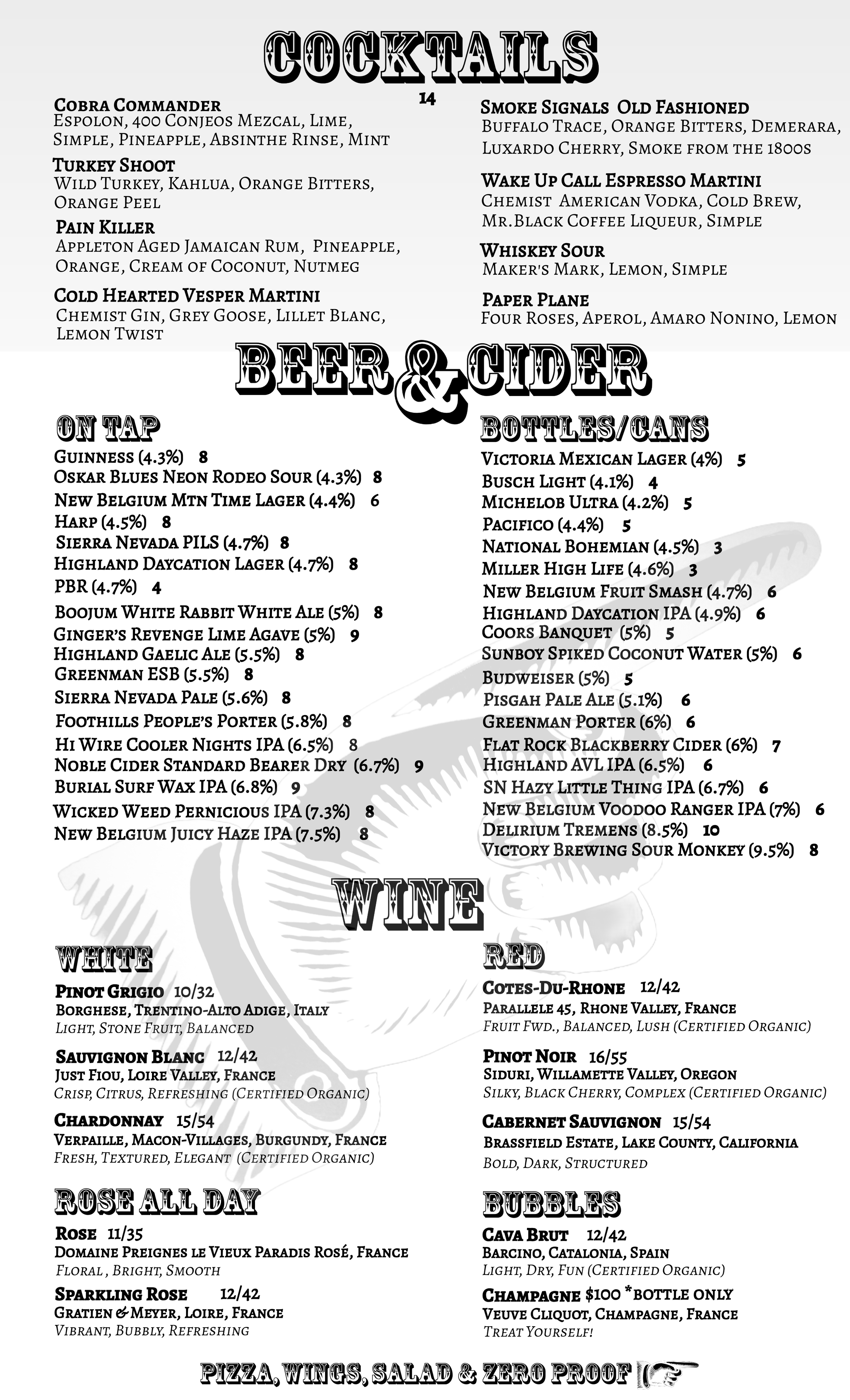 MENU — Barley's