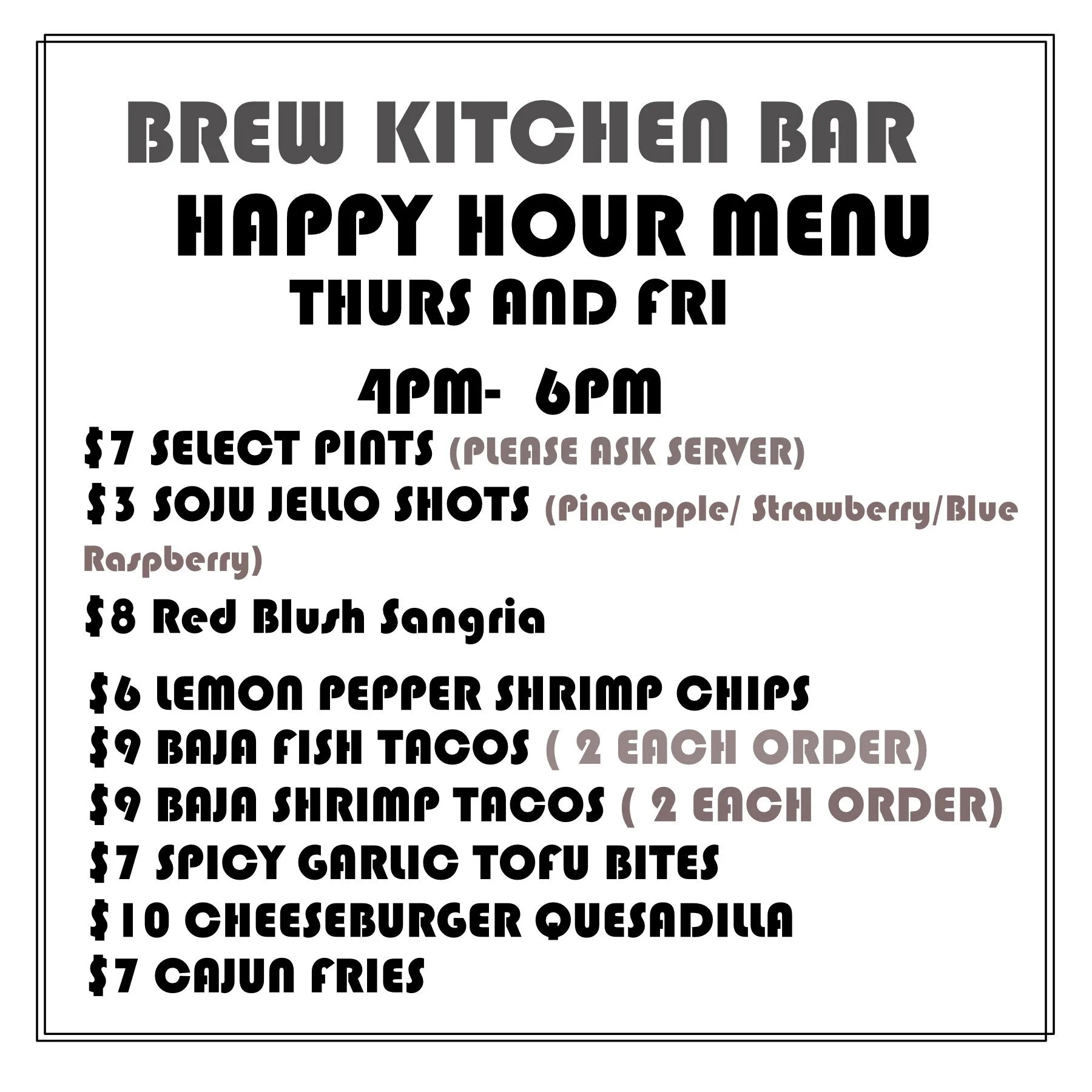 Menu — Brew Kitchen Bar