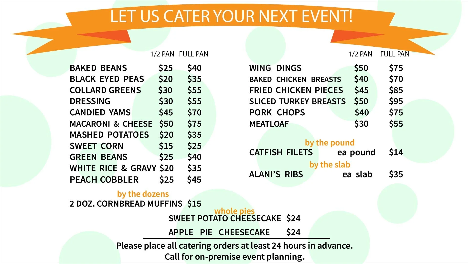 Catering Menu — Alani's Soul Kitchen