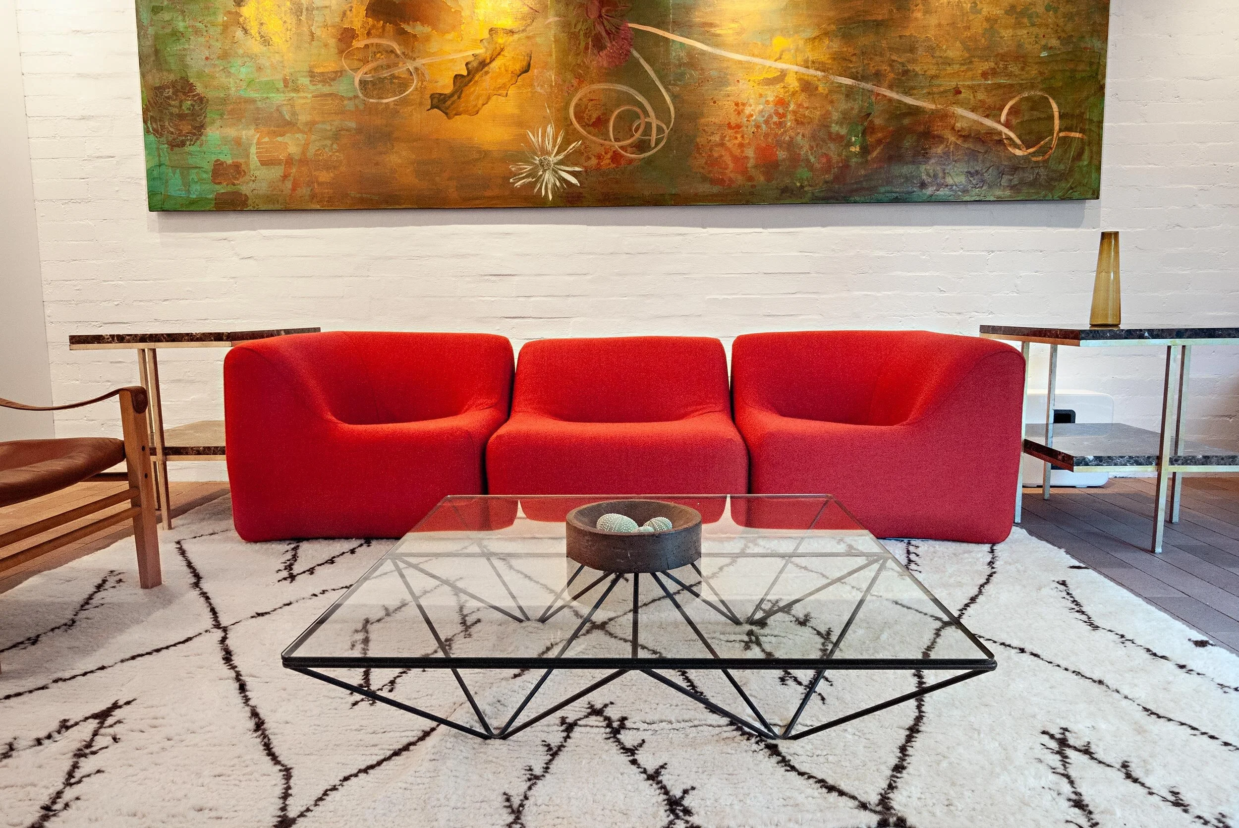 Don Televue Armchair covered in Teal Boucle