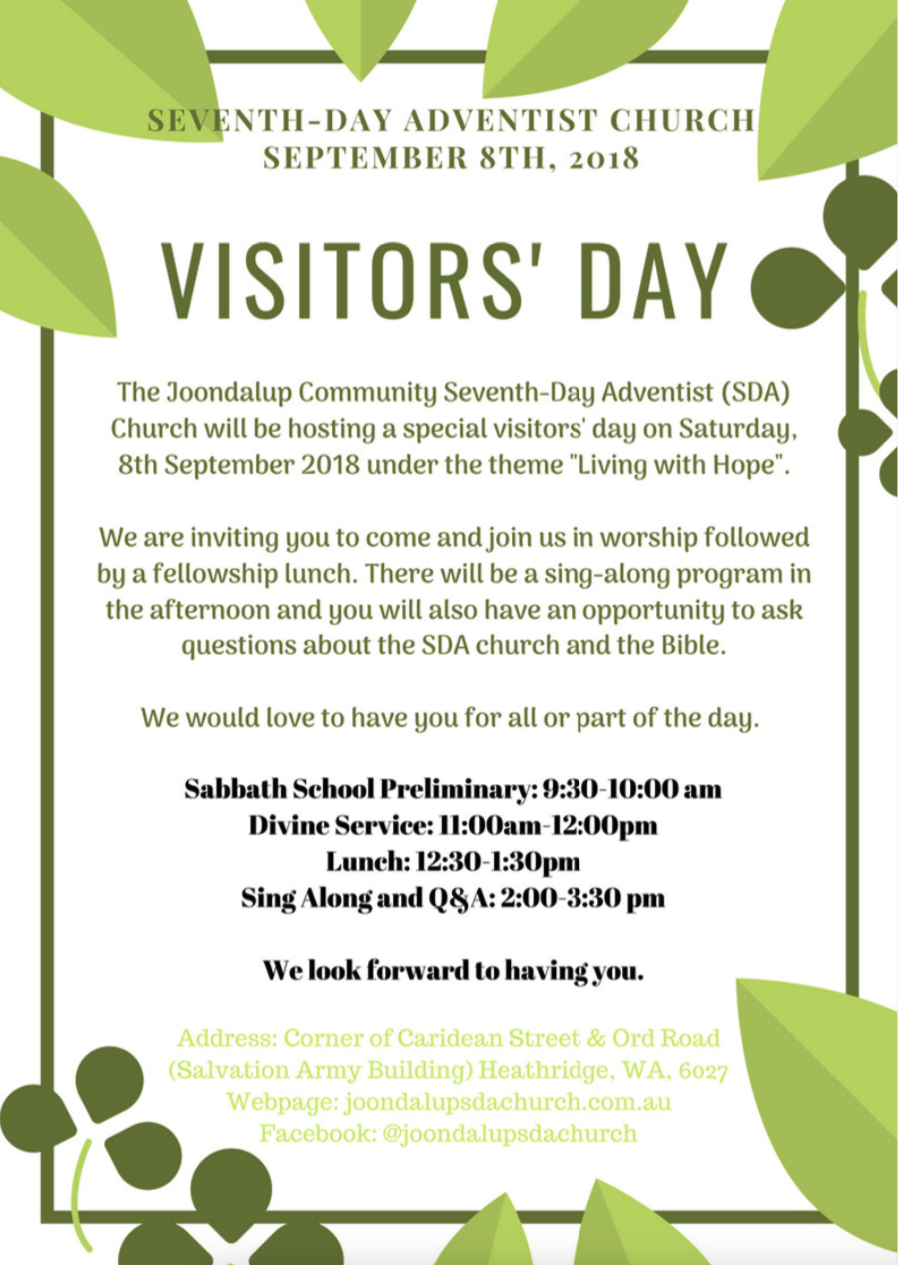 Visitor's Day — Joondalup Seventh-day Adventist Church