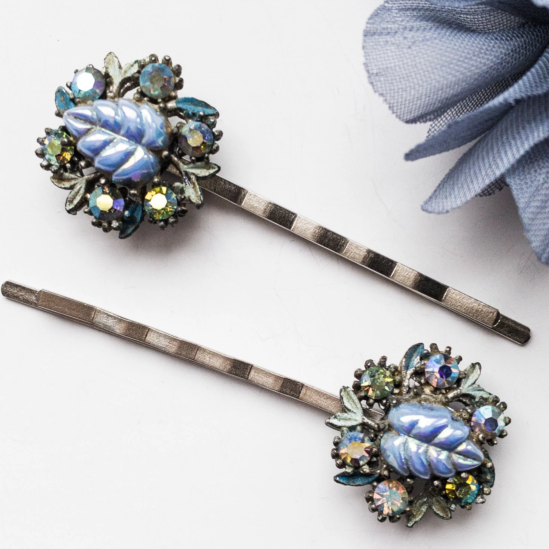 Vintage 1950s Turquoise Flower Hair Clip — Vintage Hair Accessories by ...