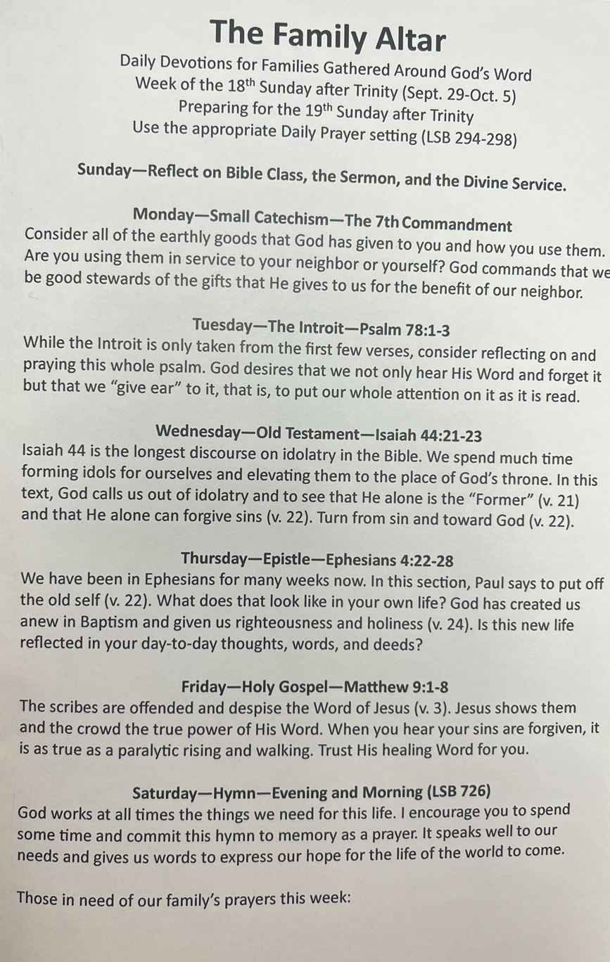 The Family Altar — Gottesdienst