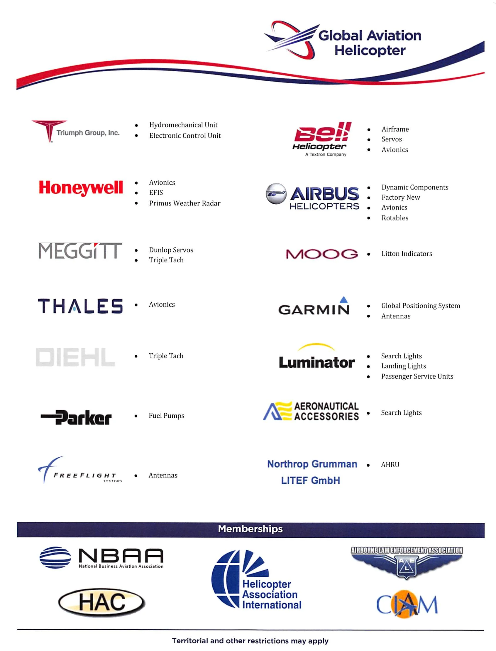 LINE CARD — GLOBAL AVIATION HELICOPTER LLC.