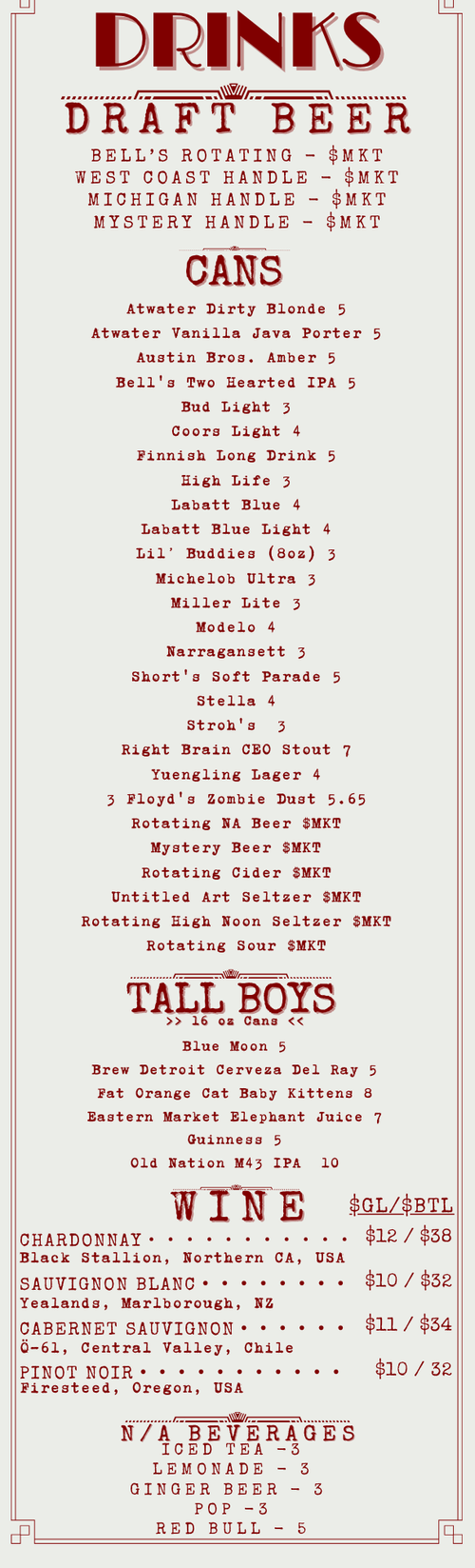 DETROIT MENU — GDS