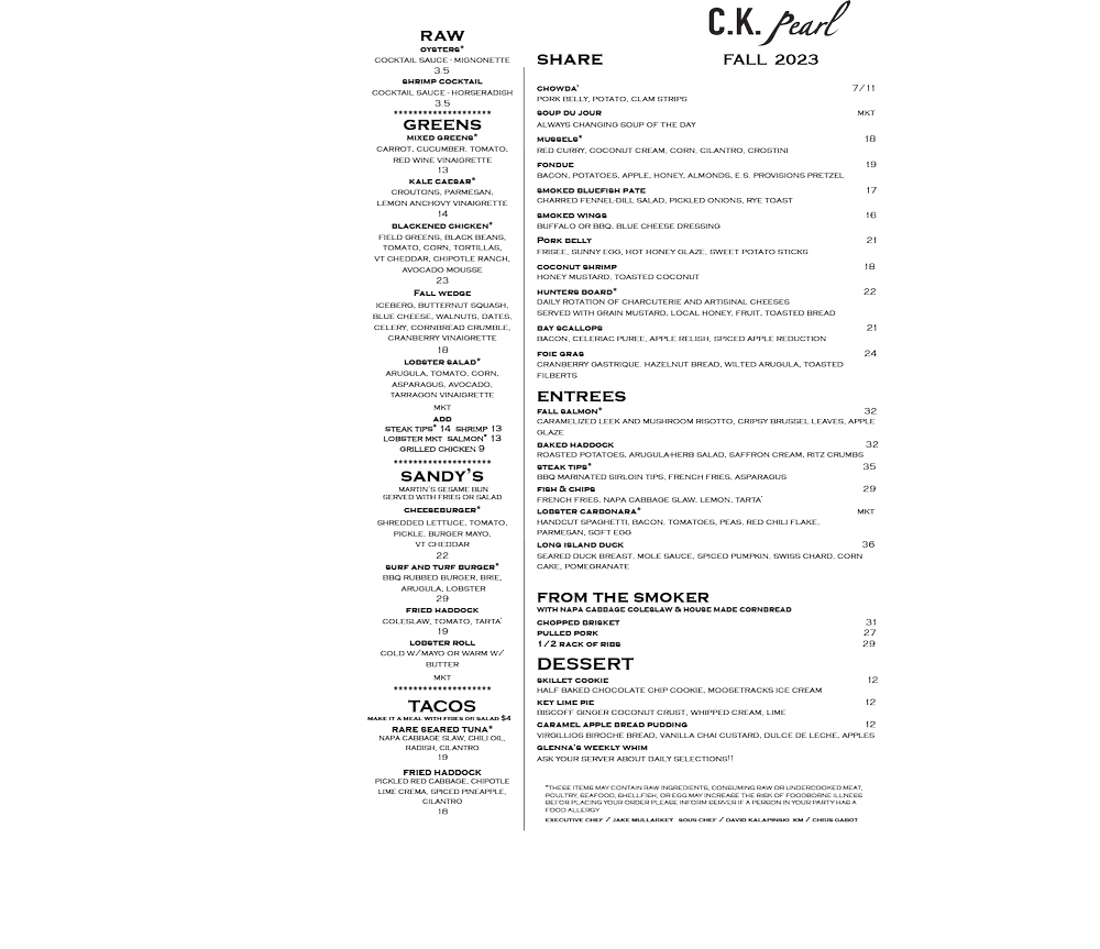 All Day Menu — CK Pearl