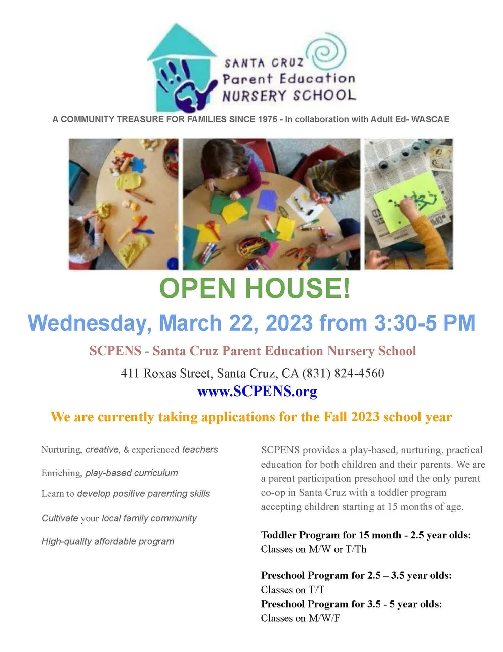 Open Houses — Santa Cruz Parent Education Nursery School
