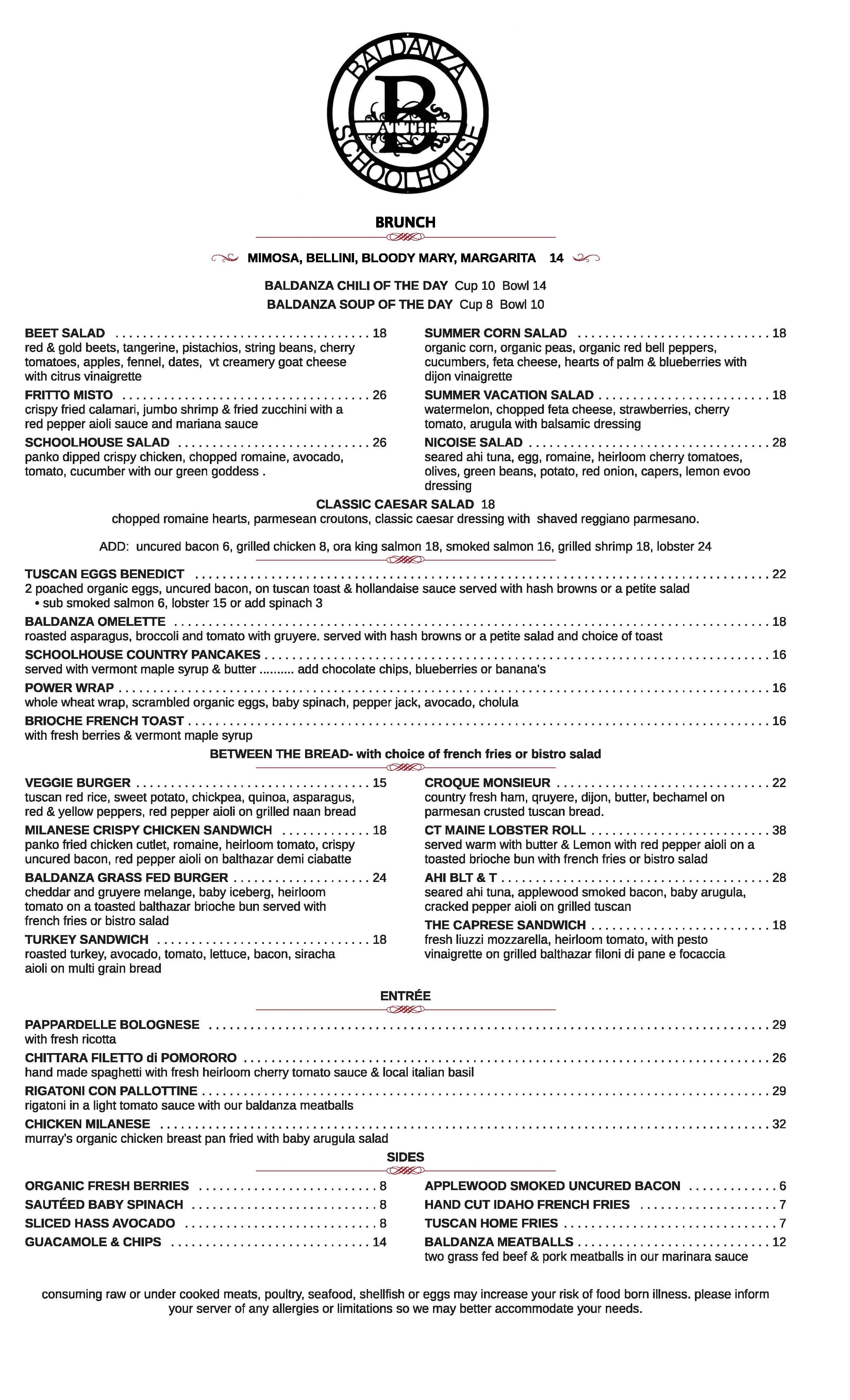 Menu's — BALDANZA
