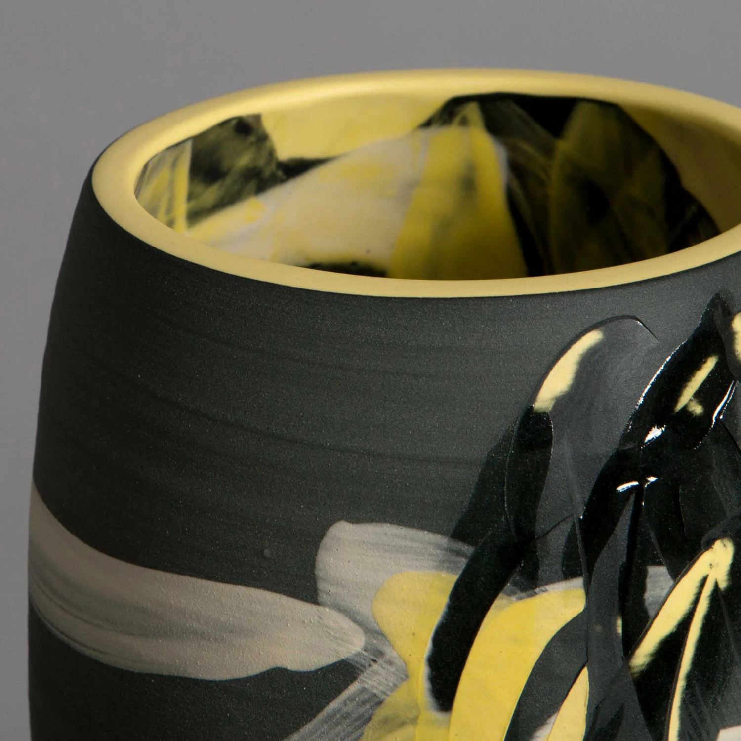 Charcoal Grey Yellow Vase | Stars Series | Contemporary Ceramic Design ...