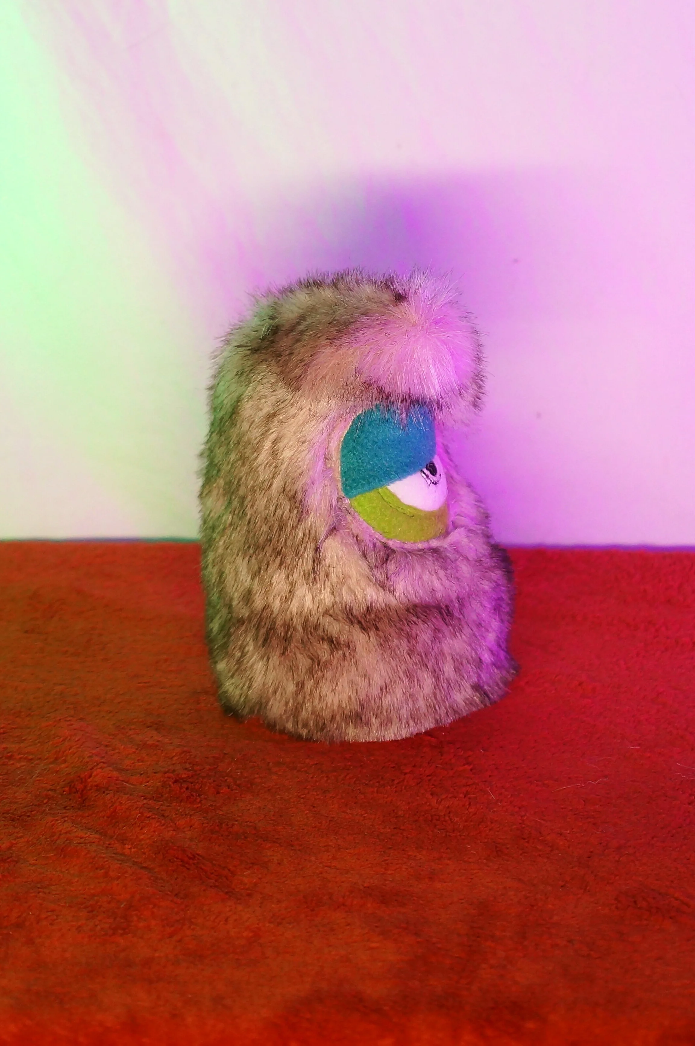 SMALL PINK/GRAY MONSTER WITH ONE SLEEPY EYE — TIM MONSTERS!