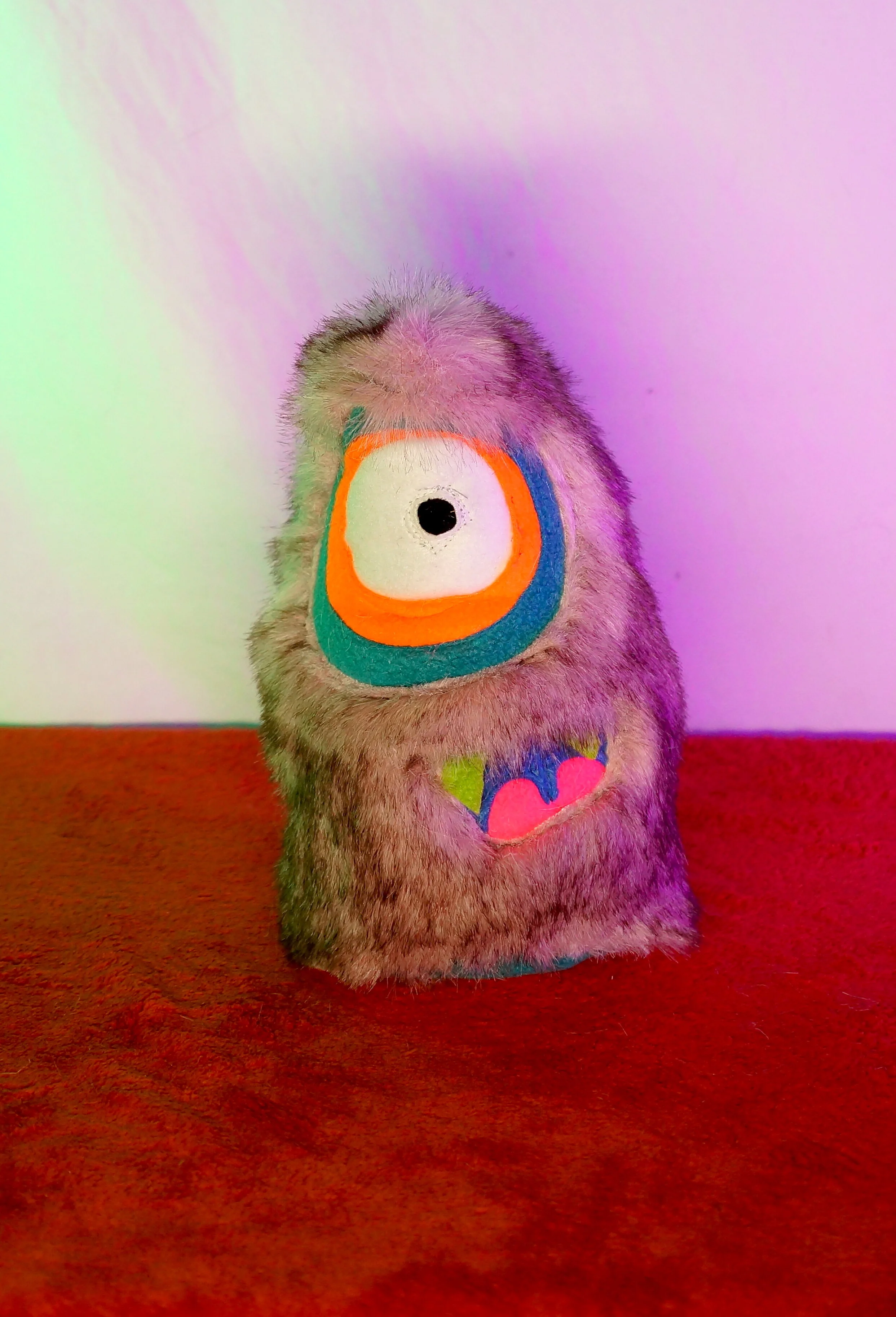 SMALL MULTI COLORED ONE SLEEPY EYED MONSTER — TIM MONSTERS!