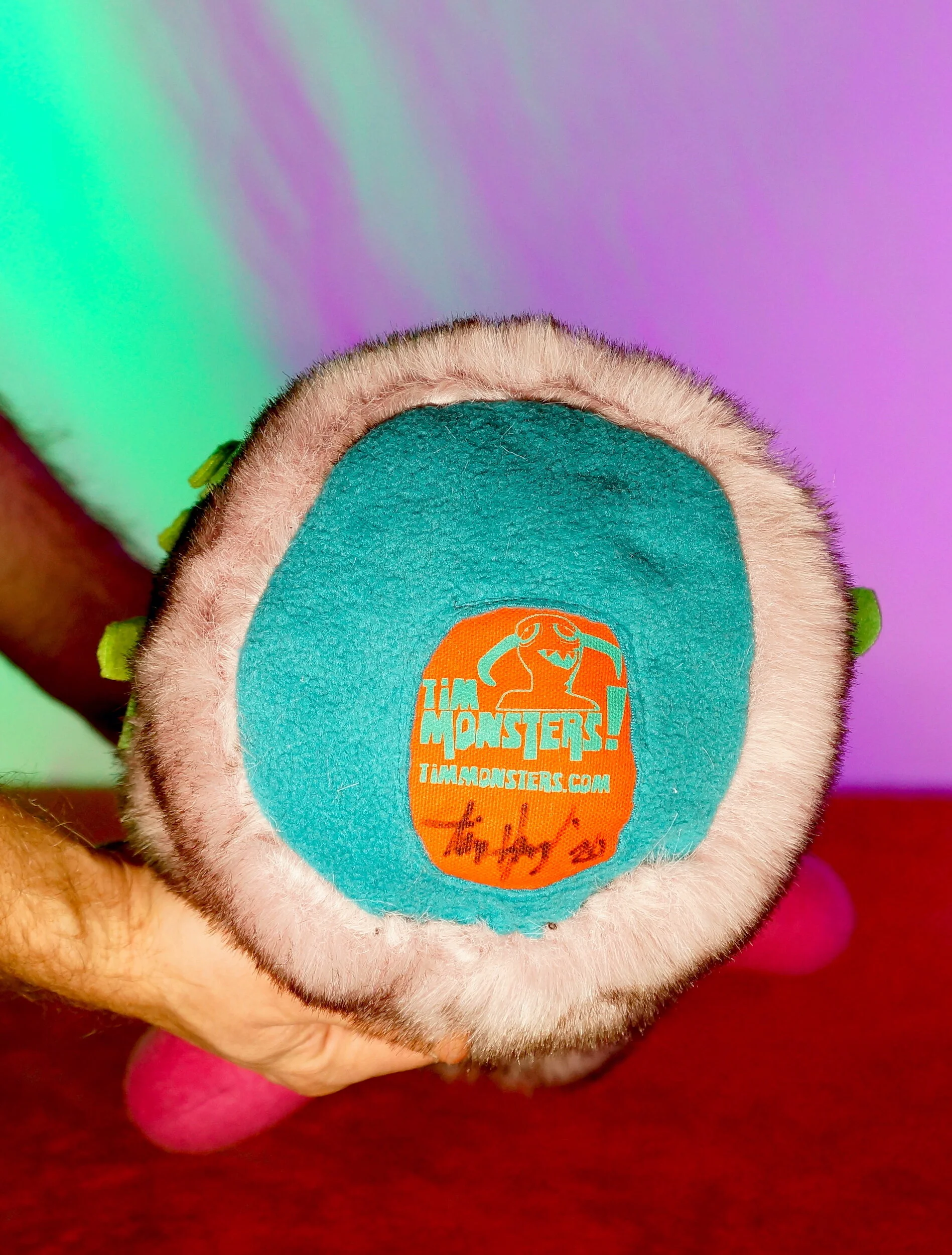 LARGE PINK ONE EYED MONSTER WITH HORNS, POCKET MOUTH & SLIME — TIM ...