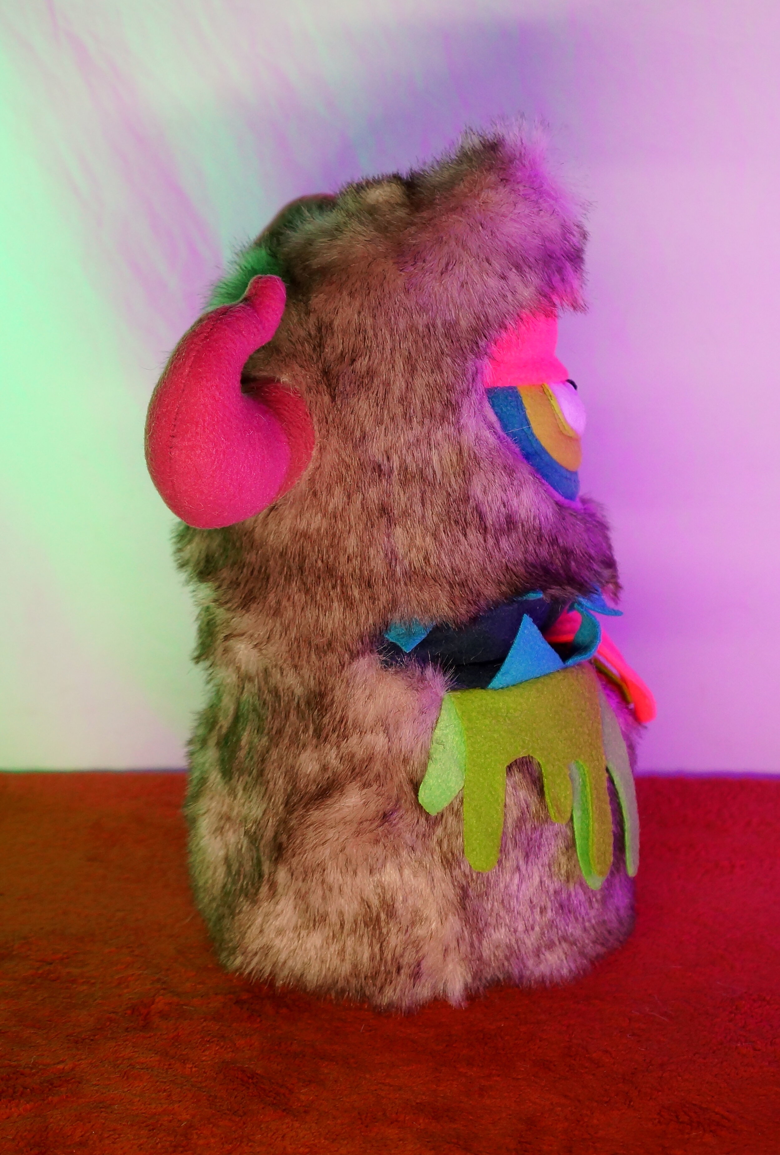 LARGE PINK ONE EYED MONSTER WITH HORNS, POCKET MOUTH & SLIME — TIM ...