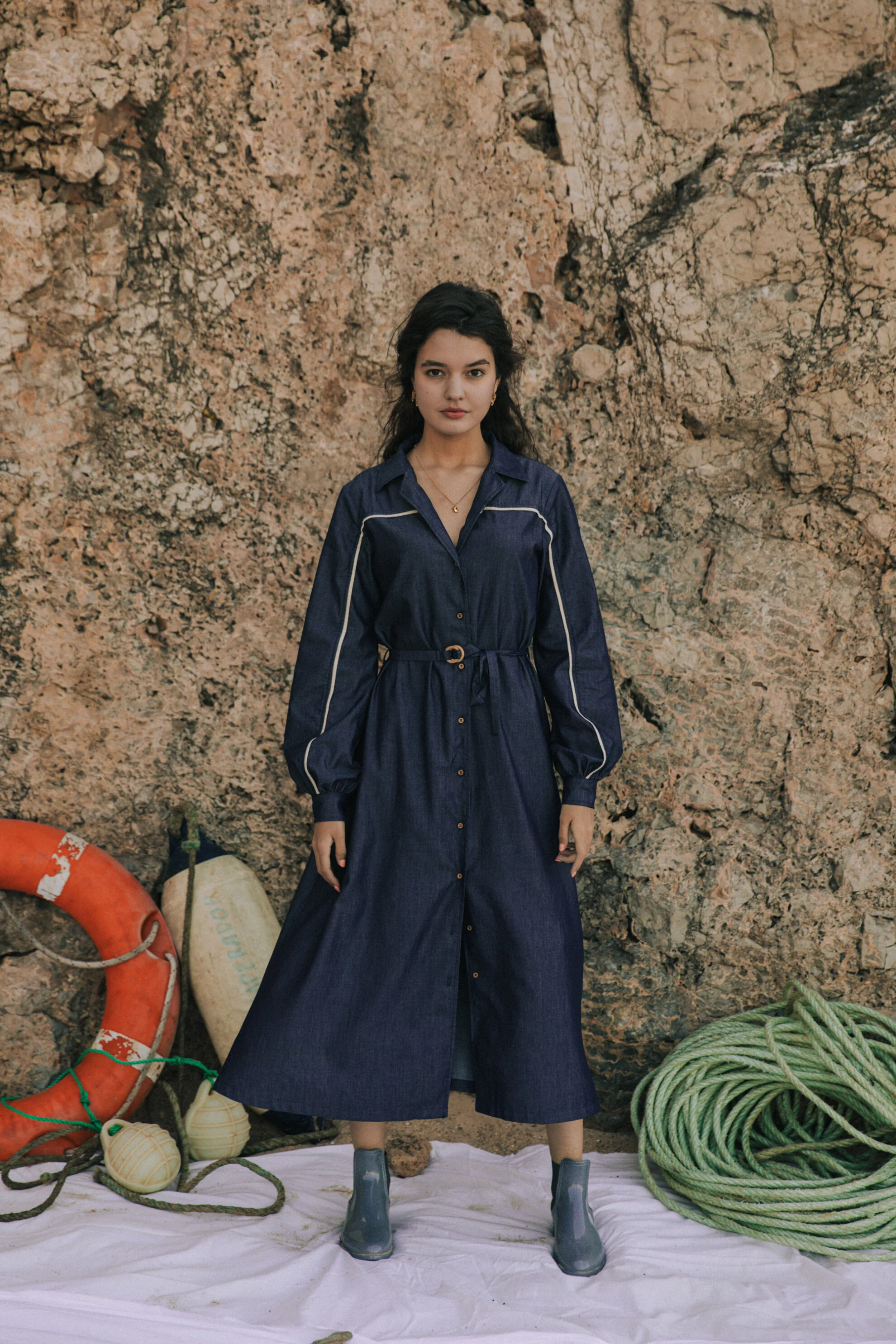 DENIM ANADYR DRESS — SIZ