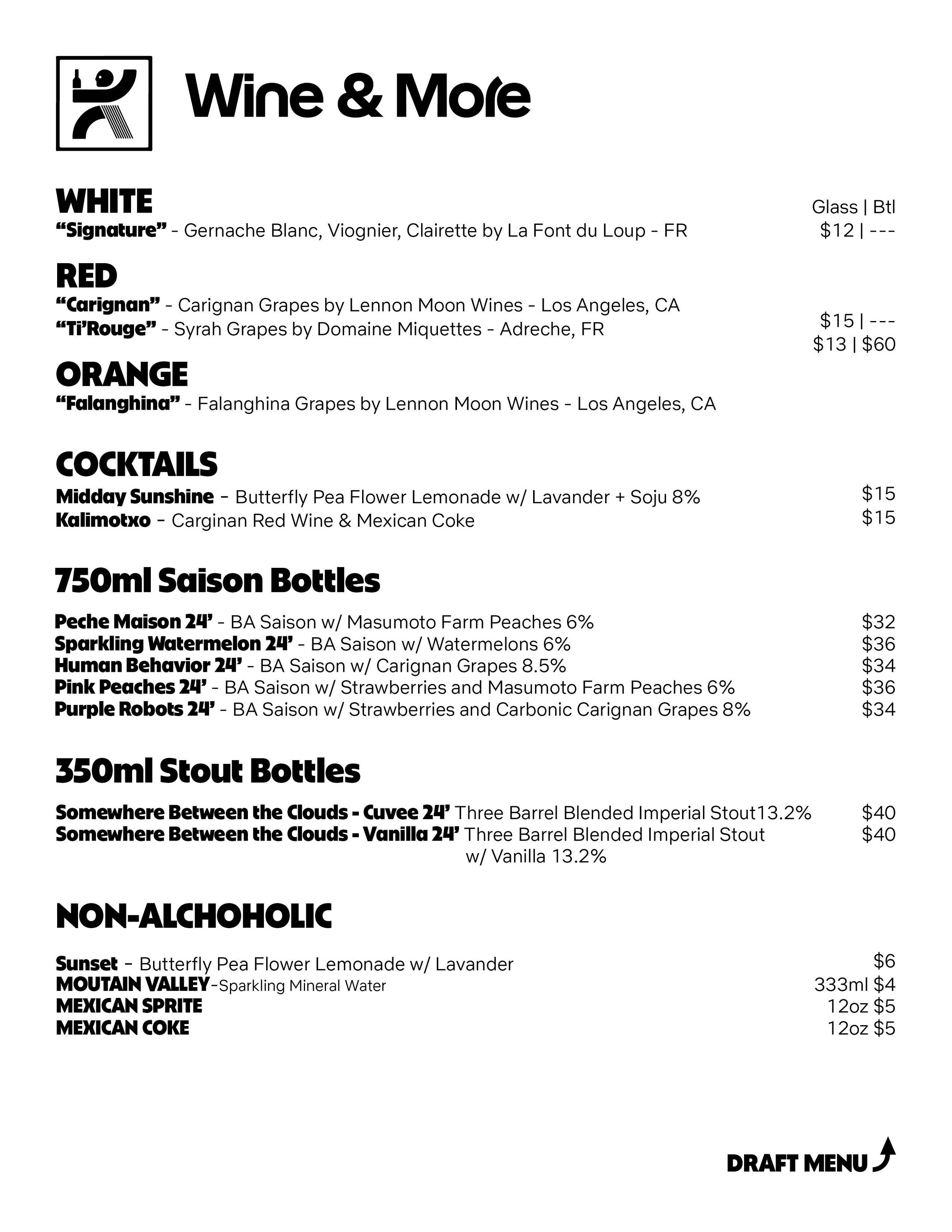 Chinatown Menus — Homage Brewing