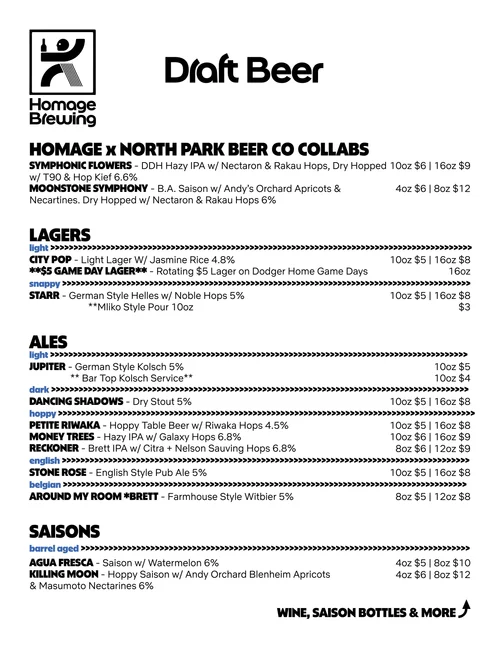 Chinatown Menus — Homage Brewing
