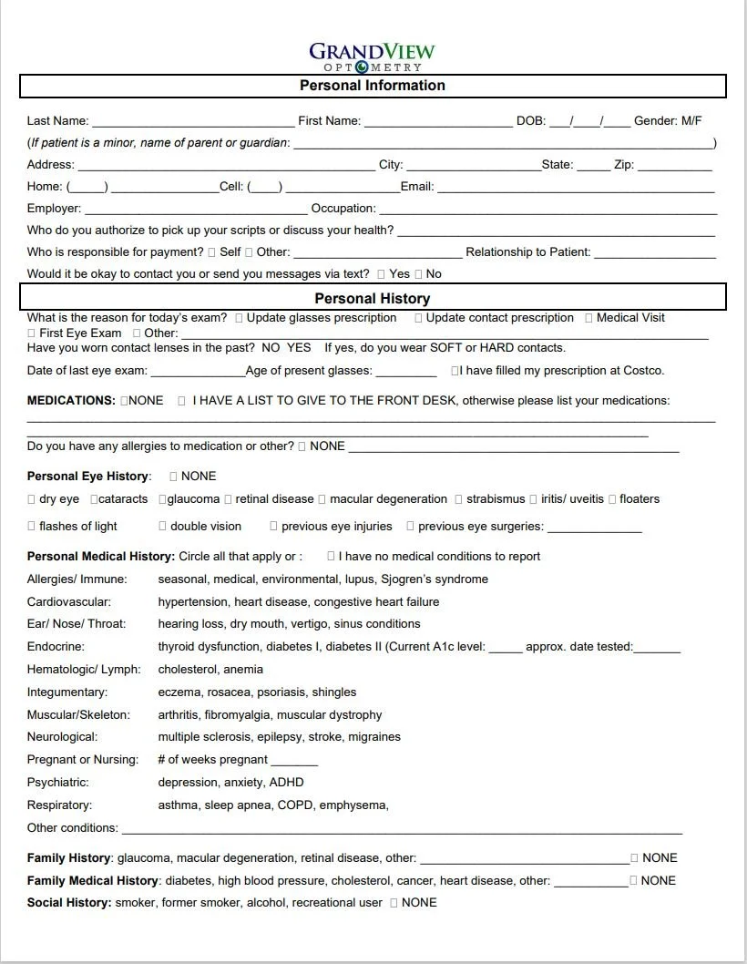 Forms 2022 — Grandview Optometry