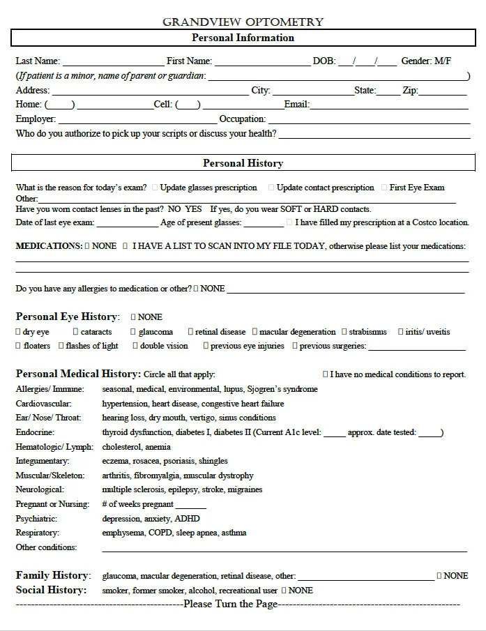 Forms — Grandview Optometry