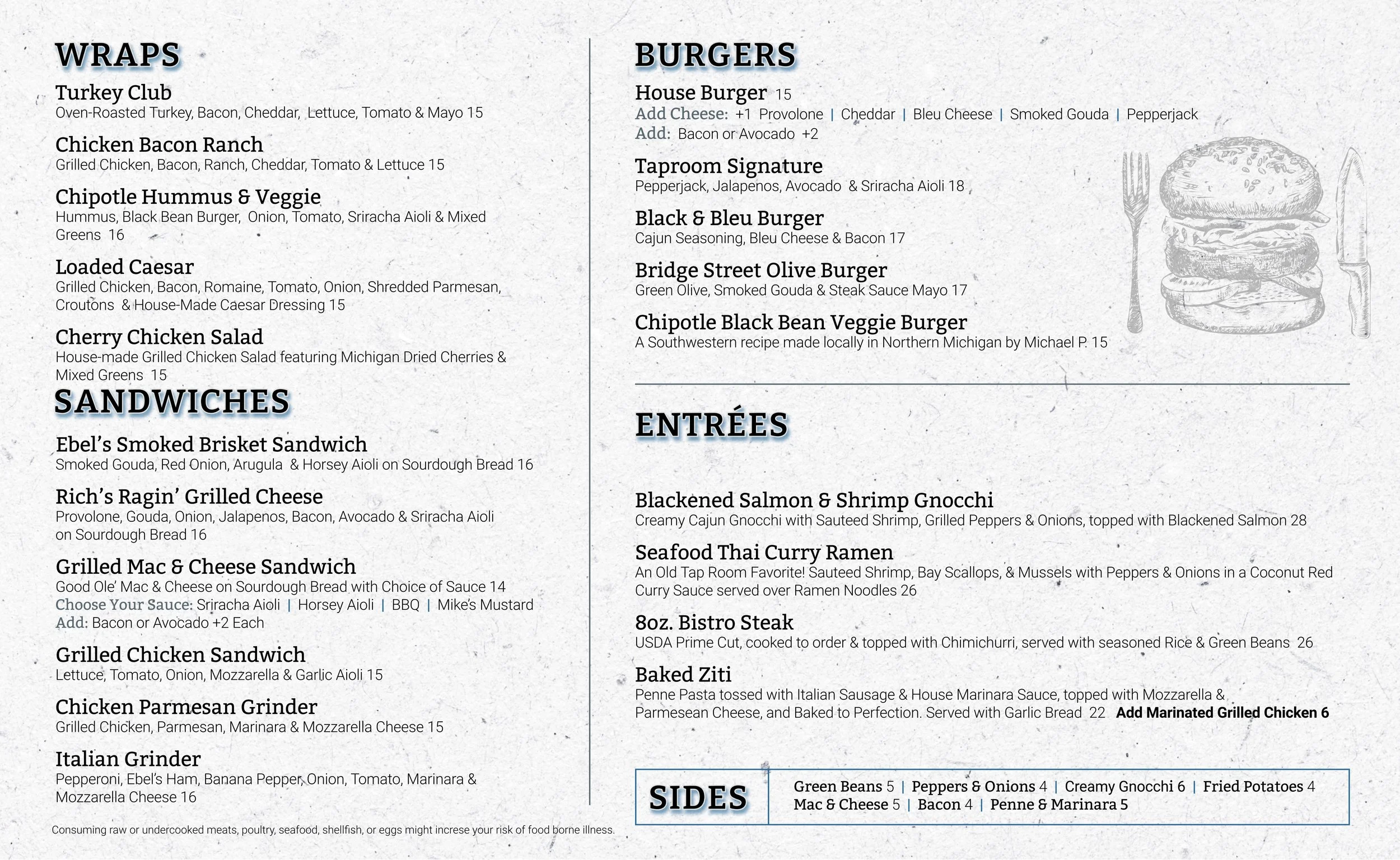 Menu — Bridge Street Tap Room