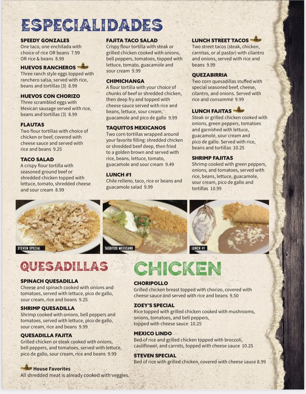 Lunch Menu — Los Tapatios Mexican Restaurant