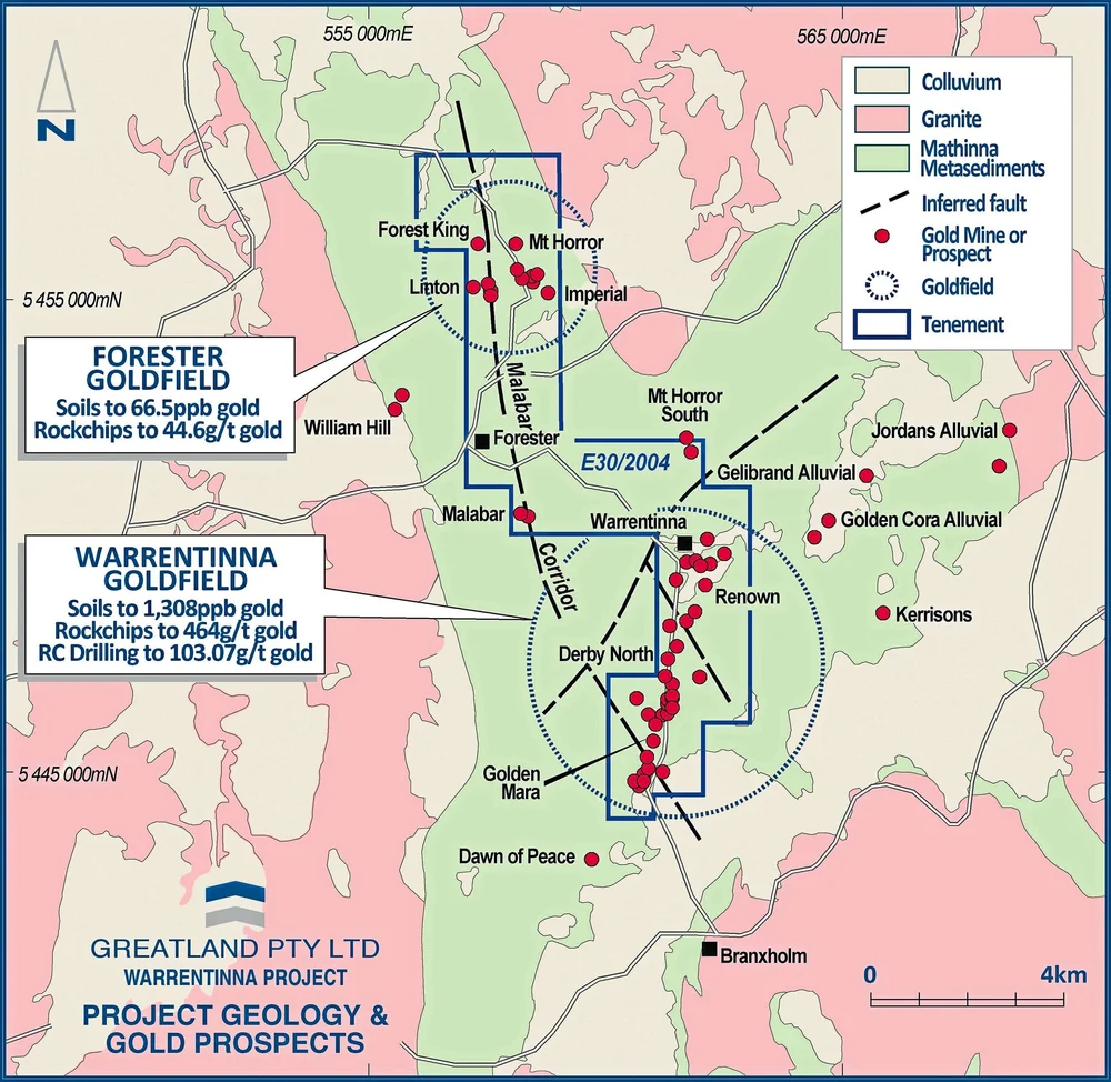 Gold mining potential at Warrentinna