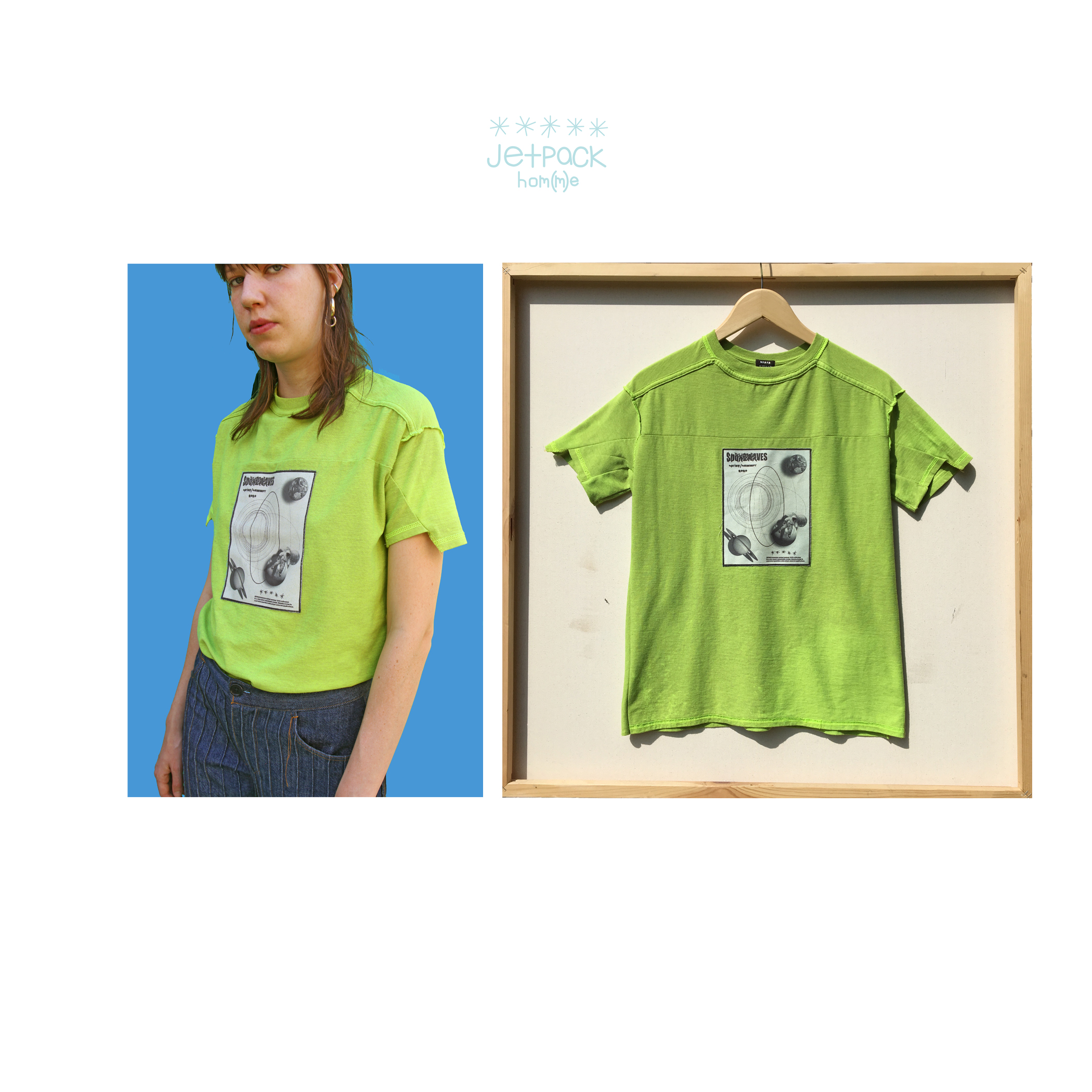 "Beam Me Up!" Sketch Assemblage Inside-Out TEEs - Sage — JETPACK hom(m)e