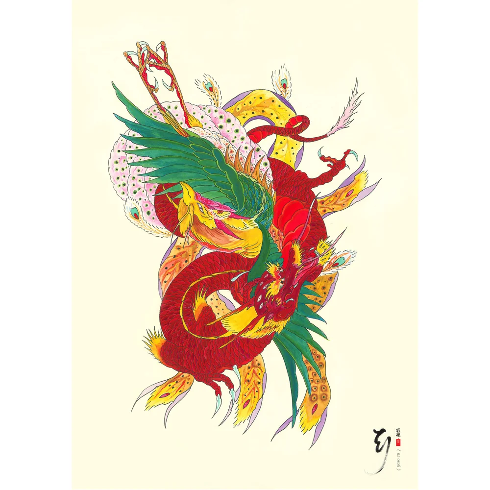 Japanese Phoenix And Dragon Tattoo