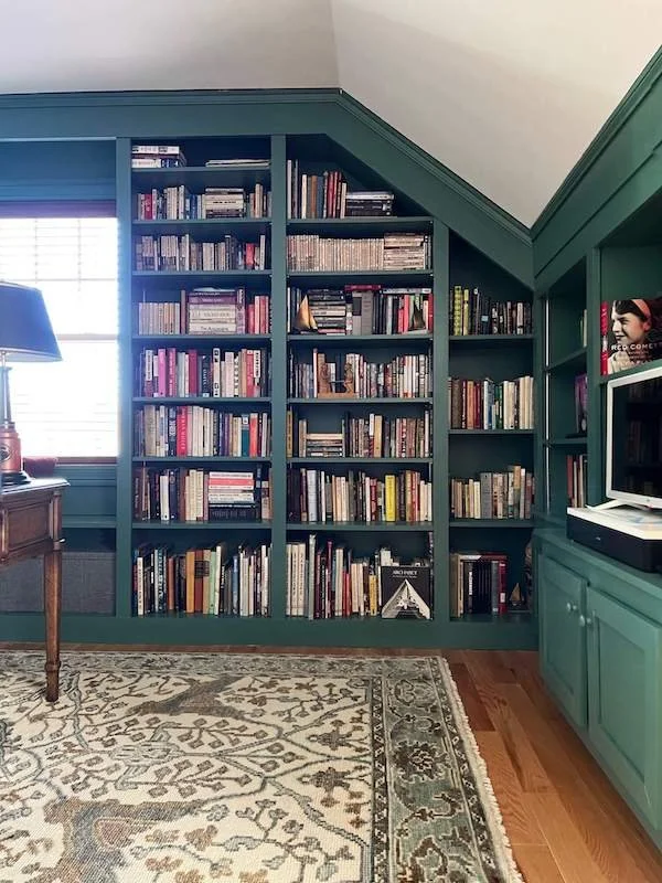 JRL Interiors — A Cozy Library and Home Office Tucked Under the Eaves