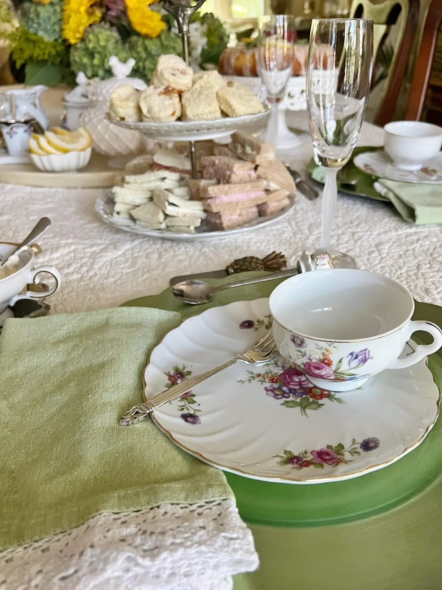 JRL Interiors — Late summer afternoon tea; table settings, menus, and ...