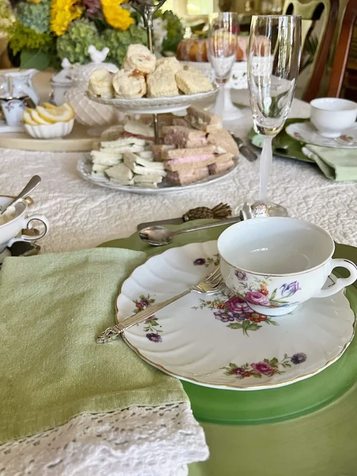 JRL Interiors — Late summer afternoon tea; table settings, menus, and ...