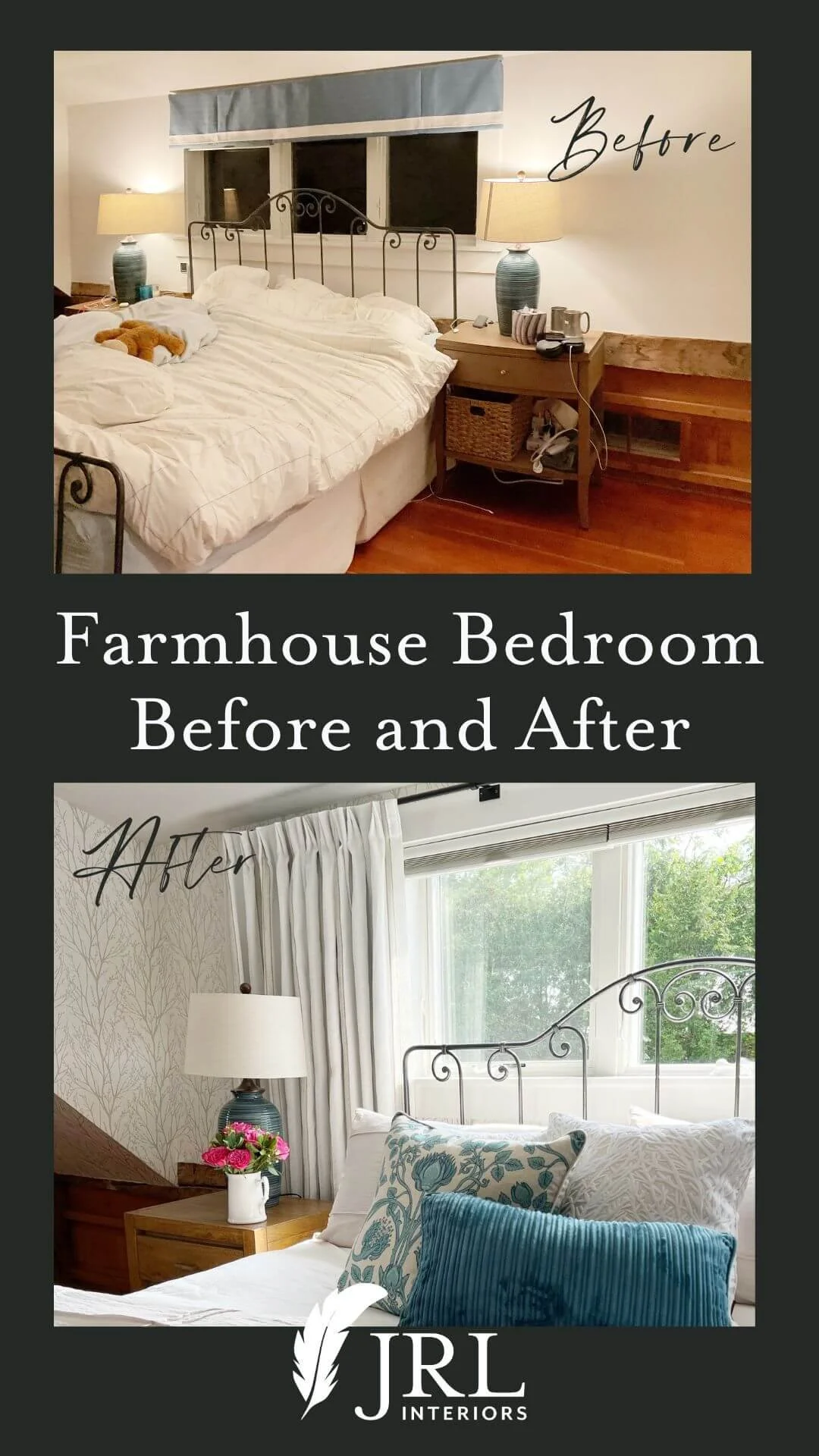 JRL Interiors — An Antique Farmhouse Bedroom Gets a Makeover