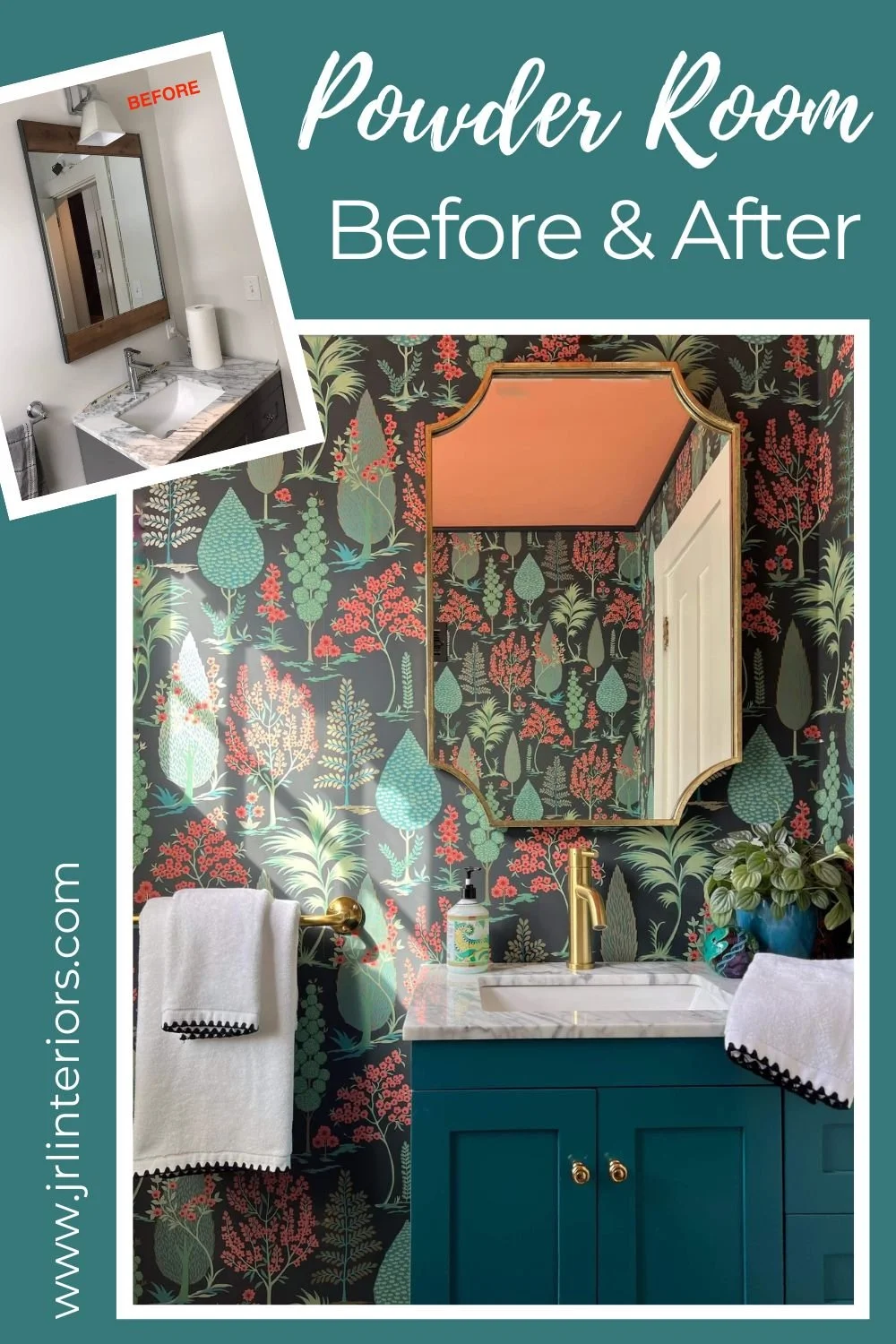 JRL Interiors — Project Reveal: Colorful Farmhouse Powder Rooms