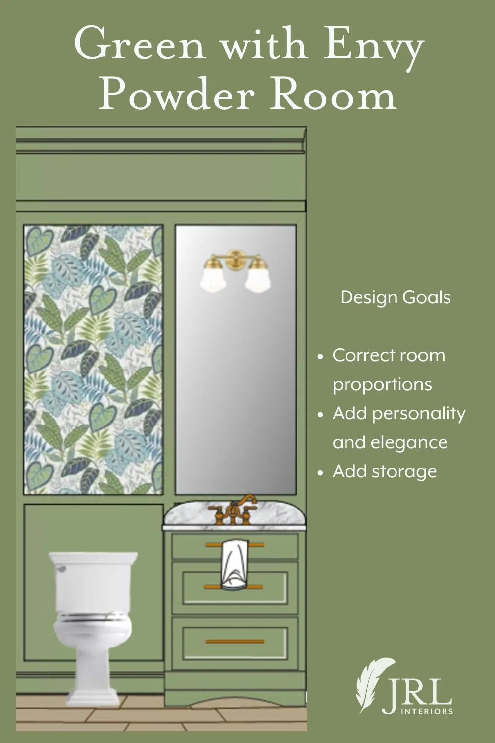 JRL Interiors — Project in progress: upgrading a bland builder powder room