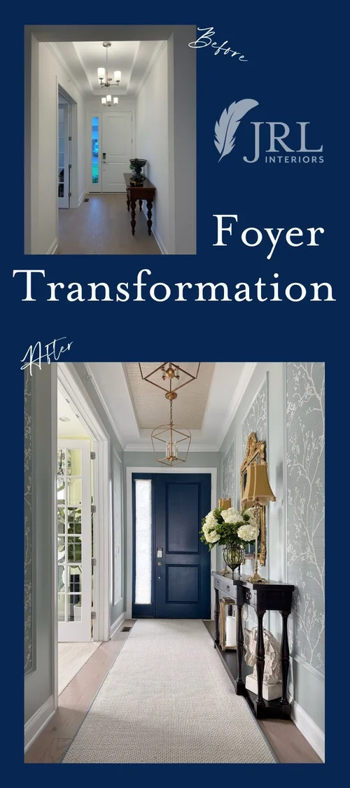 JRL Interiors — Foyer Transformation: from builder basic to elegant