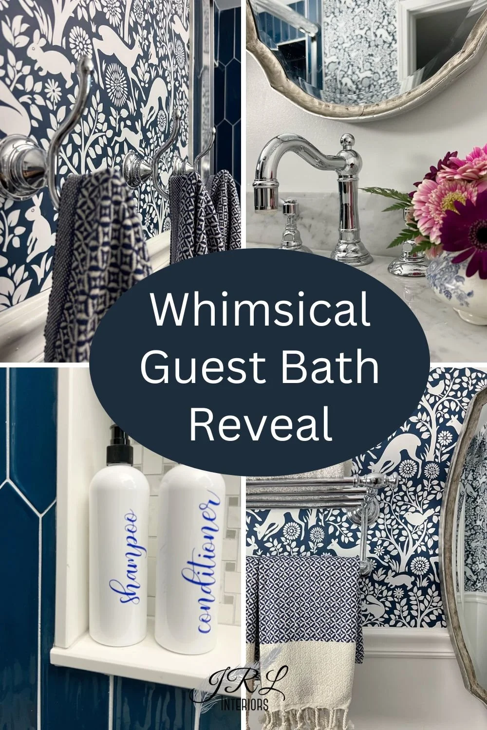 JRL Interiors — A fun and fanciful basement guest bath reveal