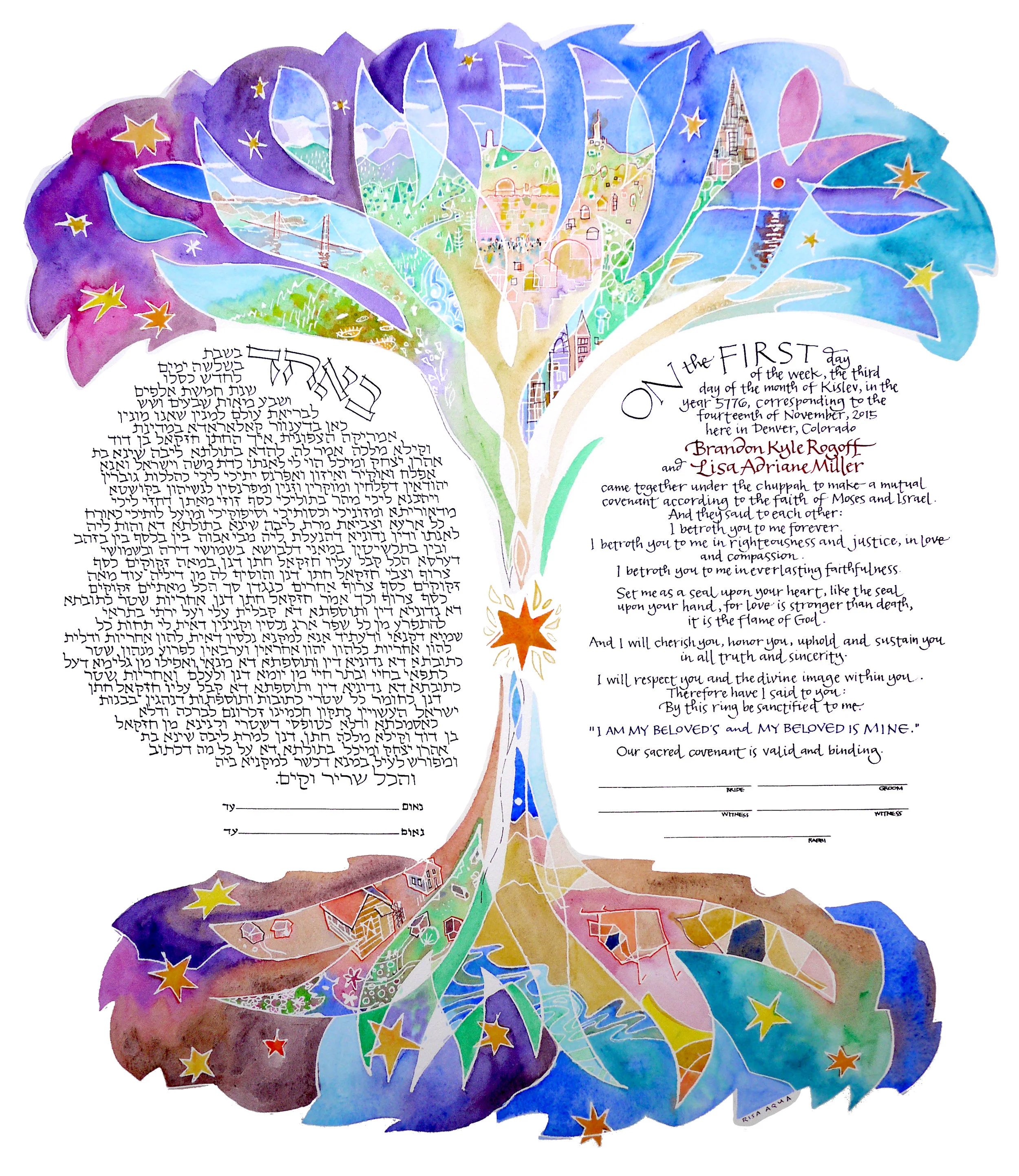 Custom Ketubot — Risa Aqua Studio