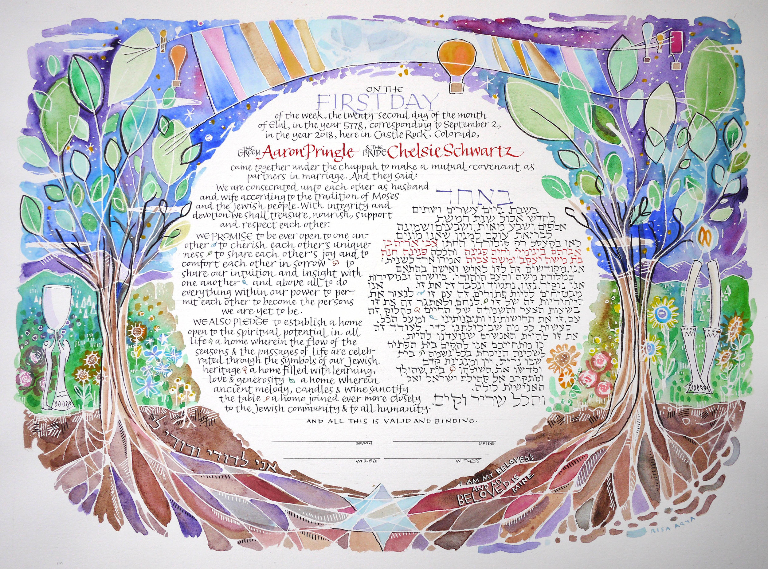 Custom Ketubot — Risa Aqua Studio