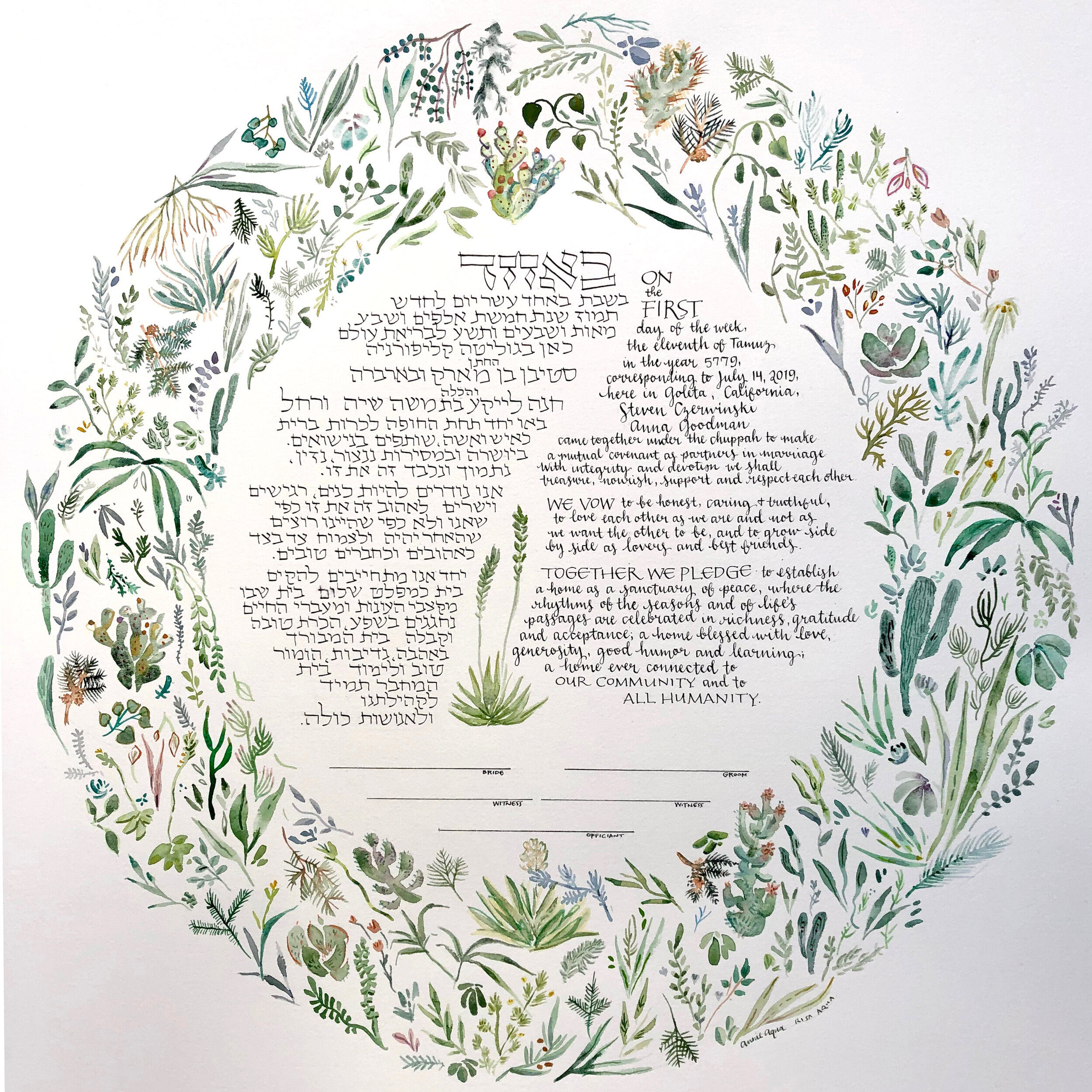 Custom Ketubot — Risa Aqua Studio