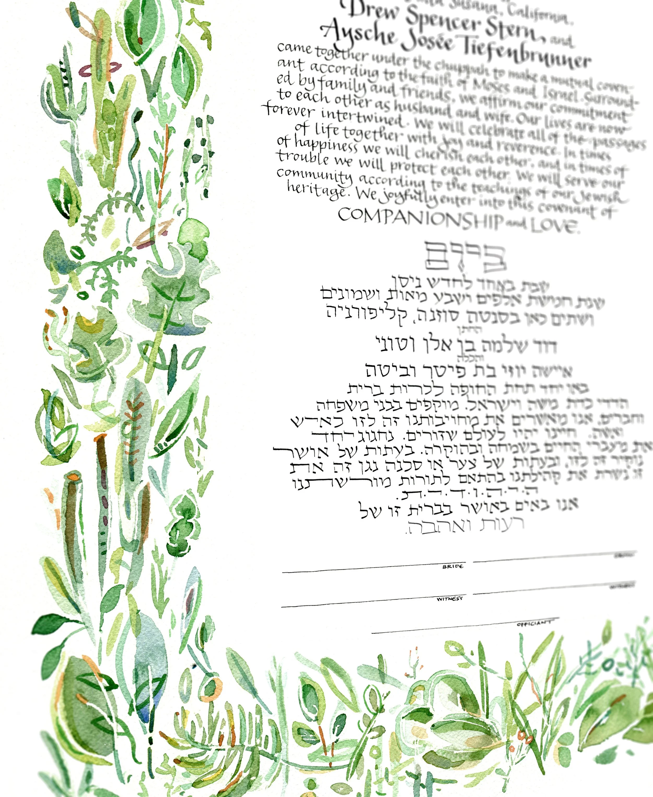 Personalized ketubah print by Annie Aqua — Risa Aqua Studio