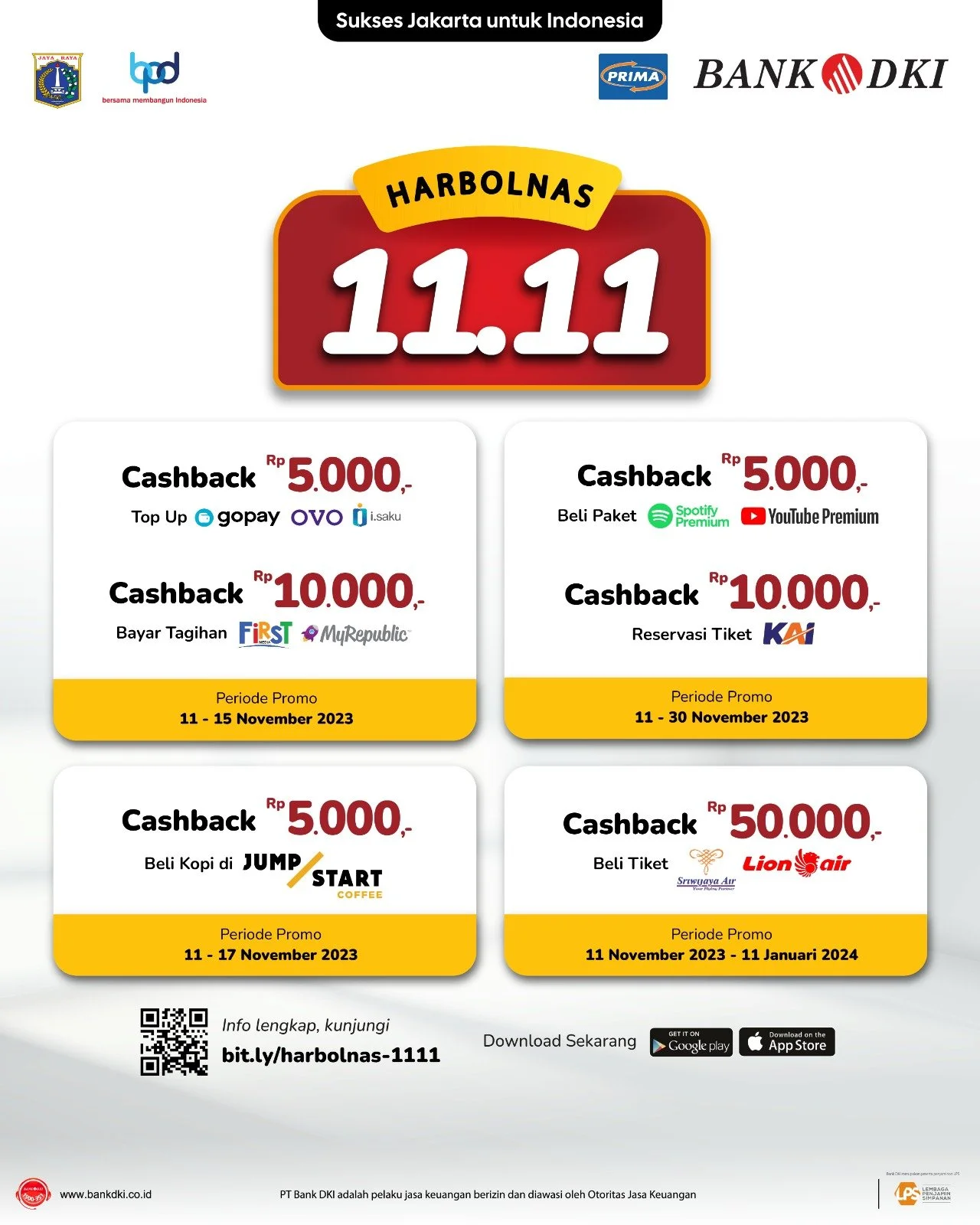 JAKONE MOBILE HARBOLNAS 11.11 BANYAK CASHBACKNYA! — JakOne Mobile Bank DKI