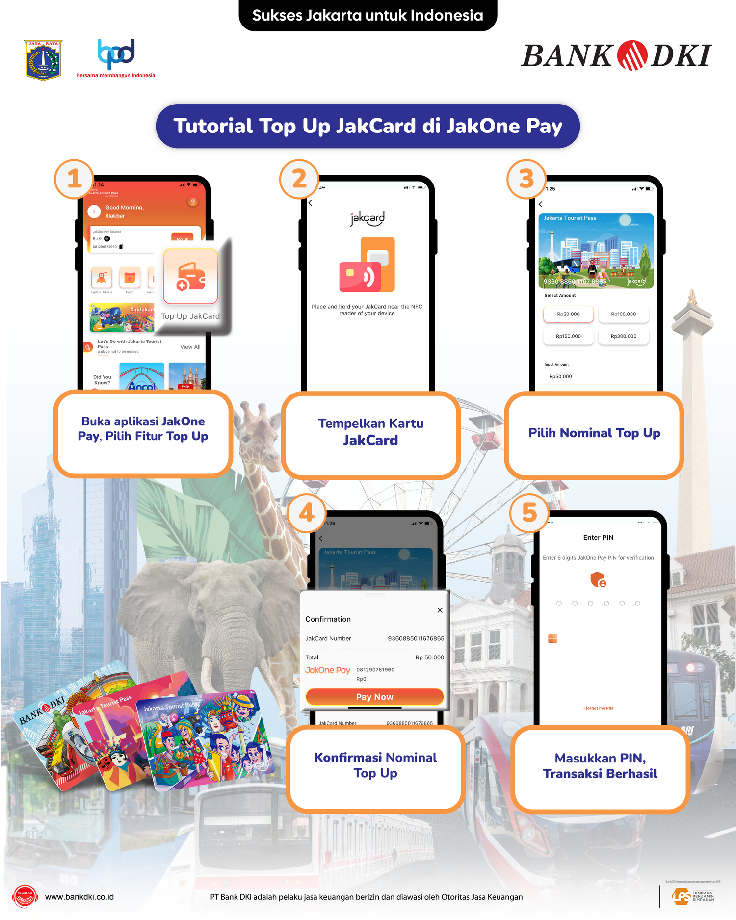 JakCard Jakarta Tourist Pass Bank DKI — JakOne Mobile Bank DKI