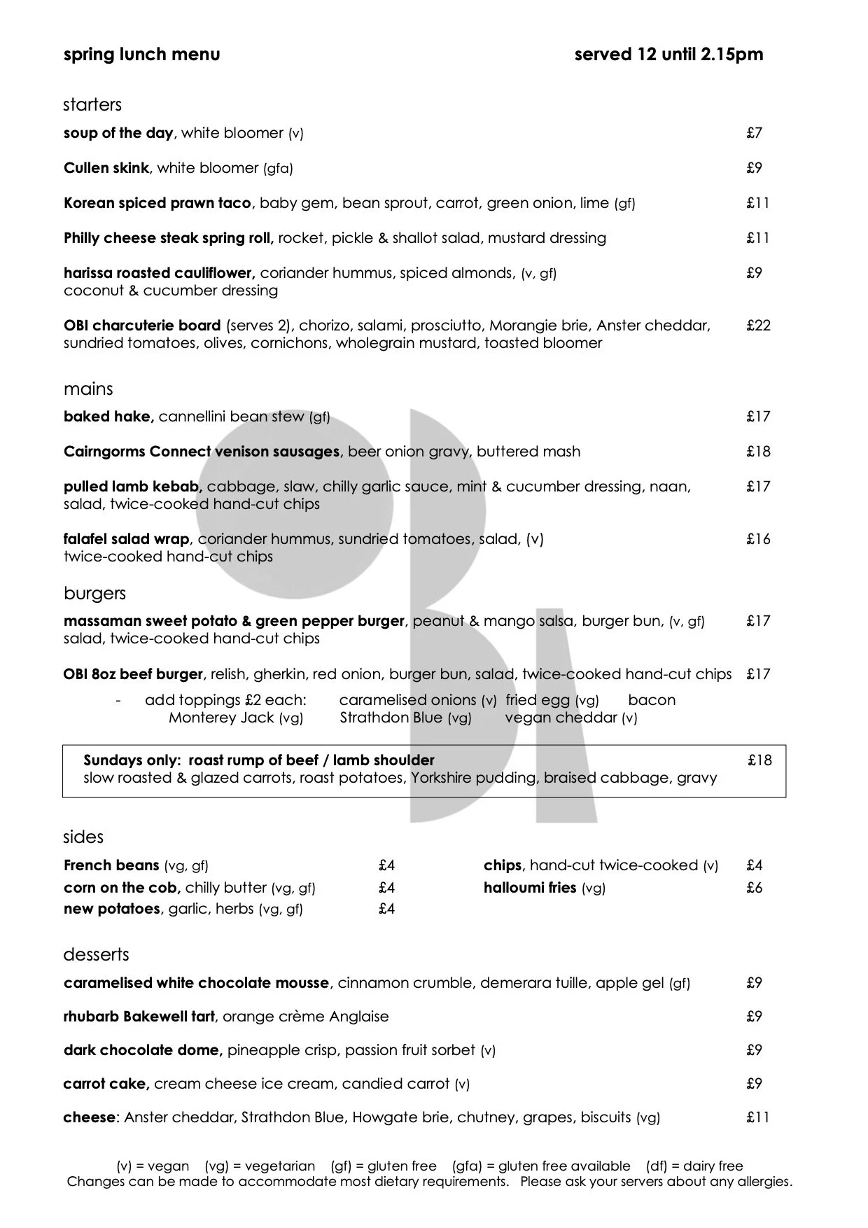 Menus — Old Bridge Inn & Bunkhouse