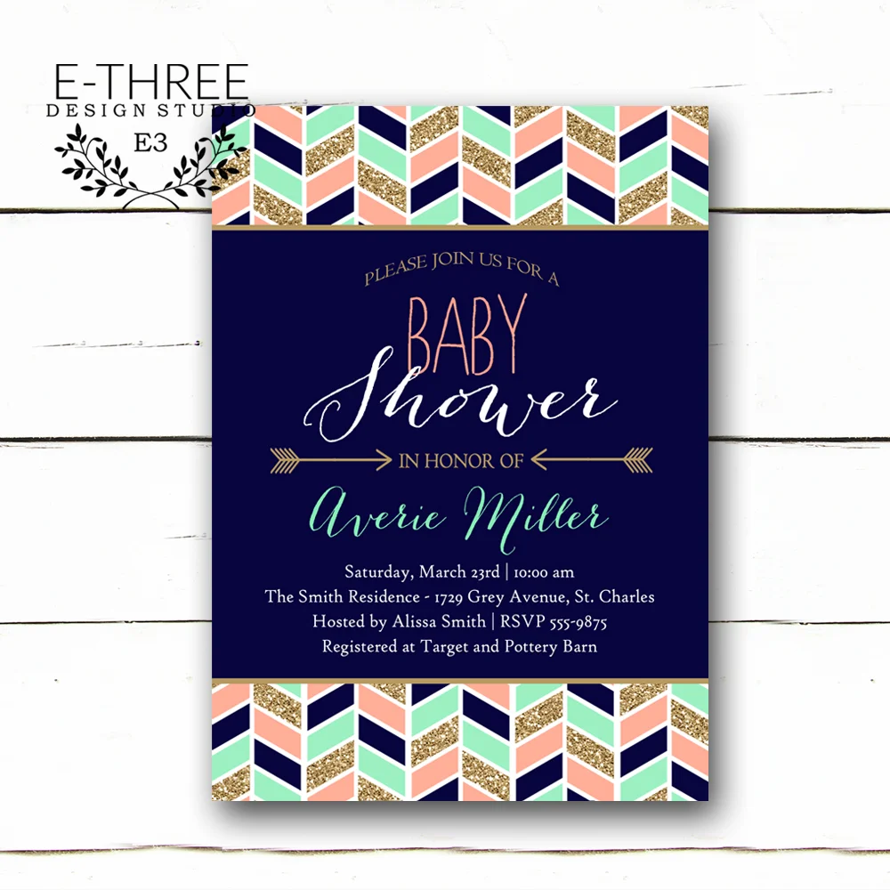 Mint And Coral Chevron Pattern