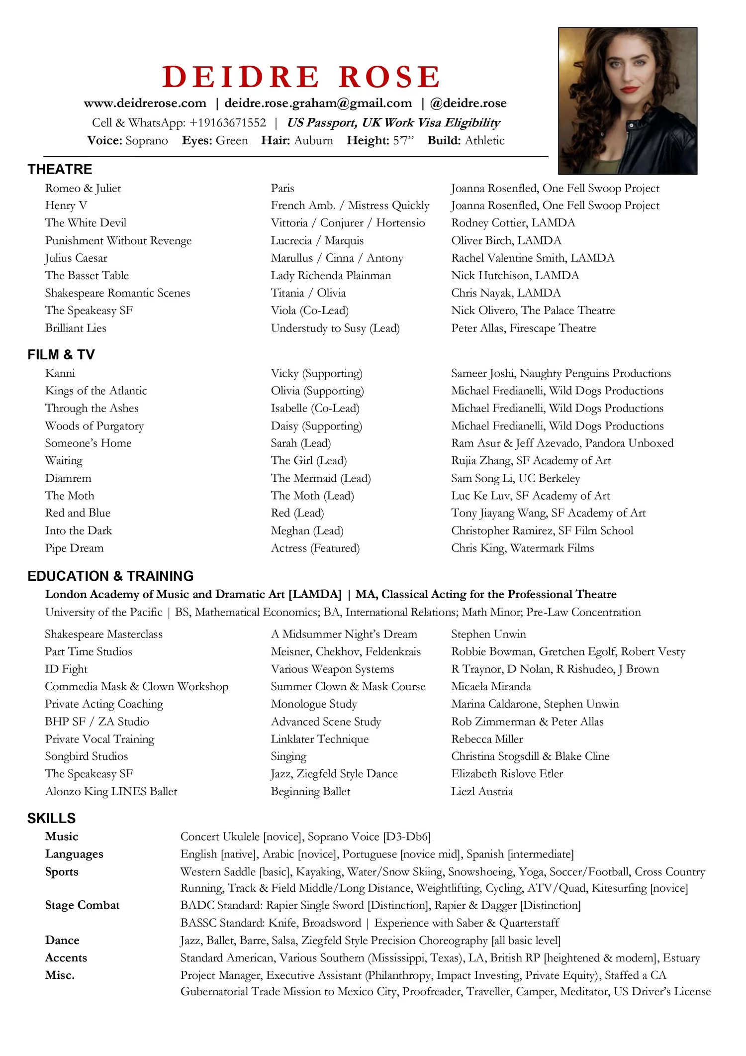 Resume — Deidre Rose