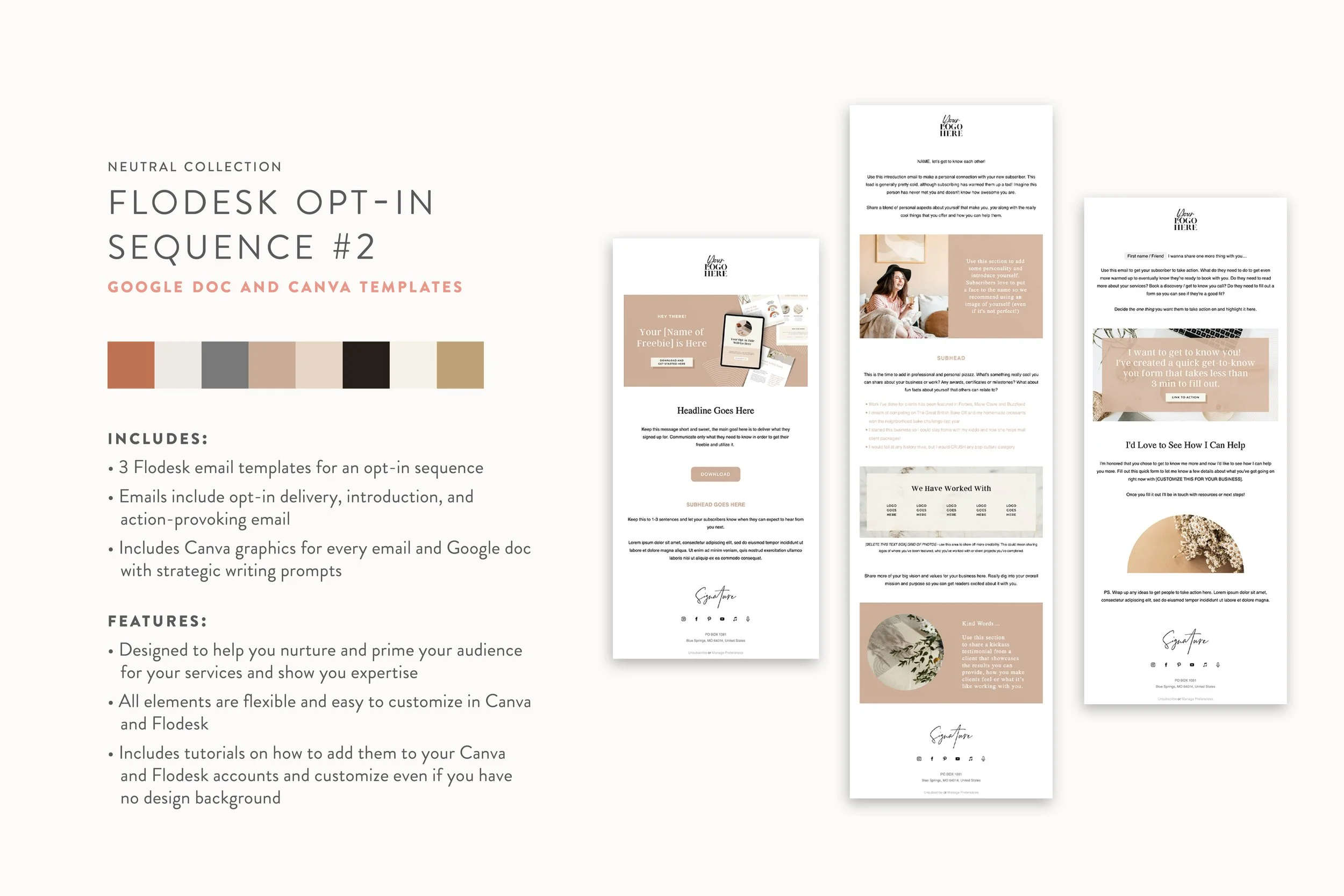 Flodesk Opt-in Sequence: Neutral Collection — The Creative Template Shop