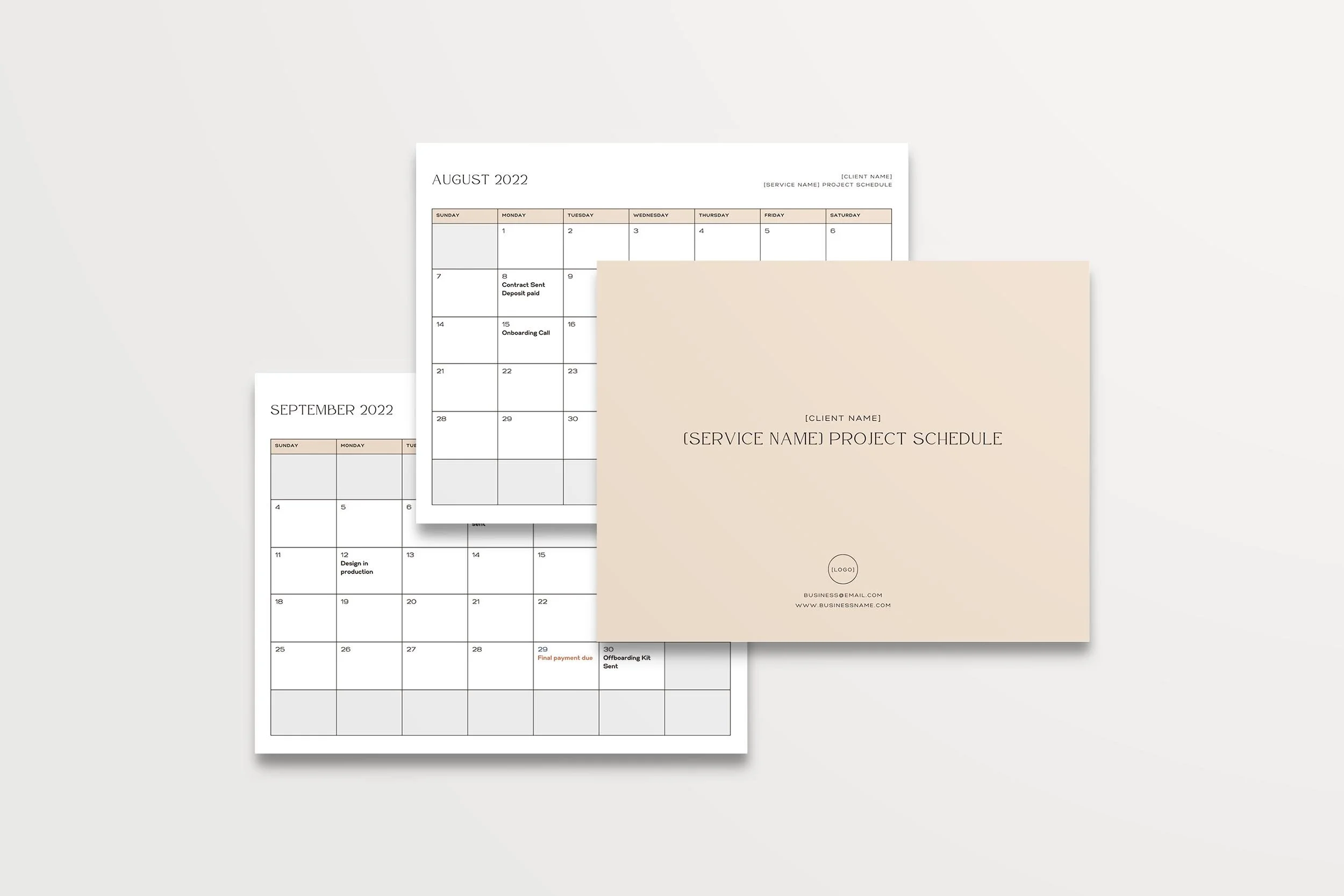 Project Calendar PDF Template | Neutral Collection — The Creative ...